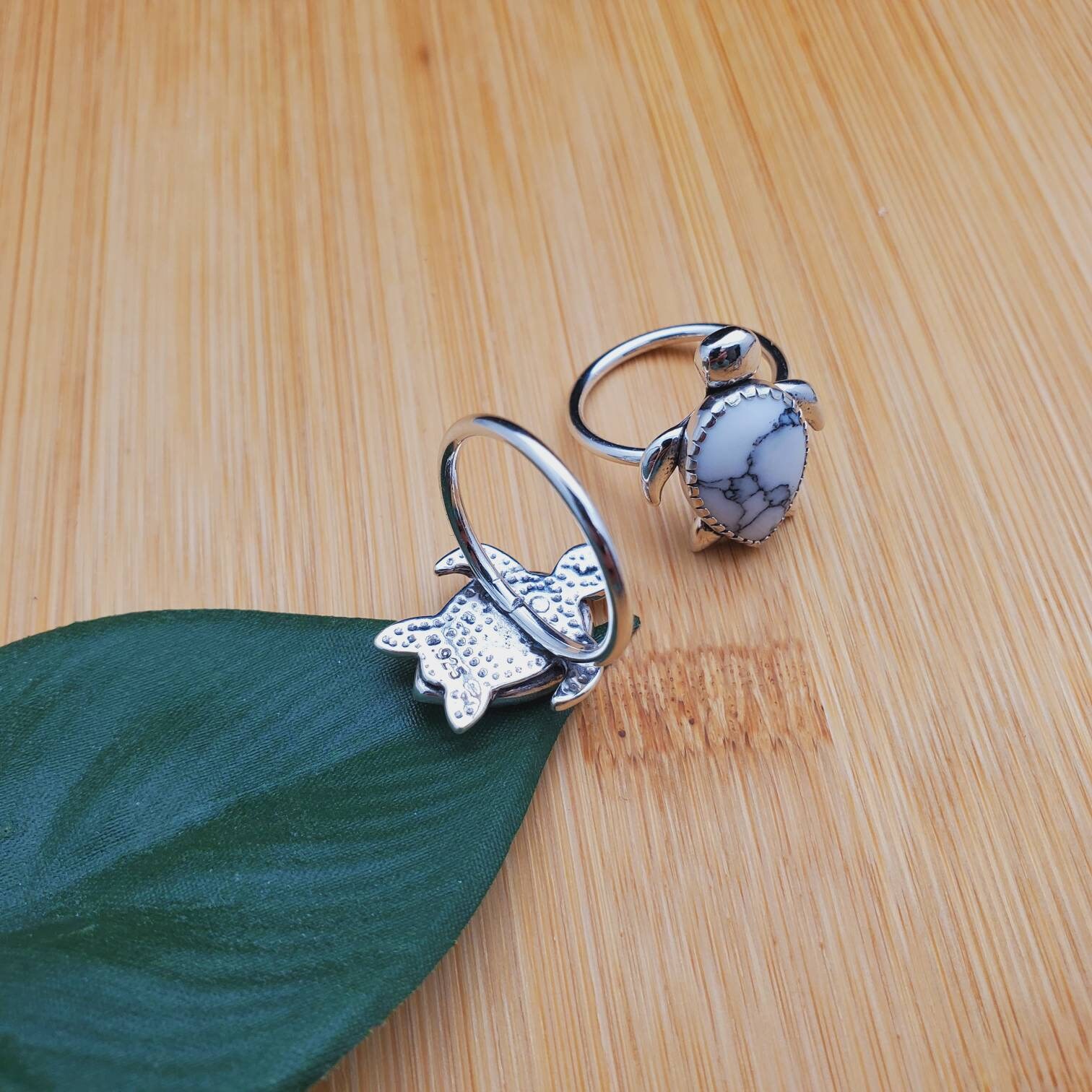 SoCute925 Sea Life Rings Sterling Silver Sea Turtle with | Etsy