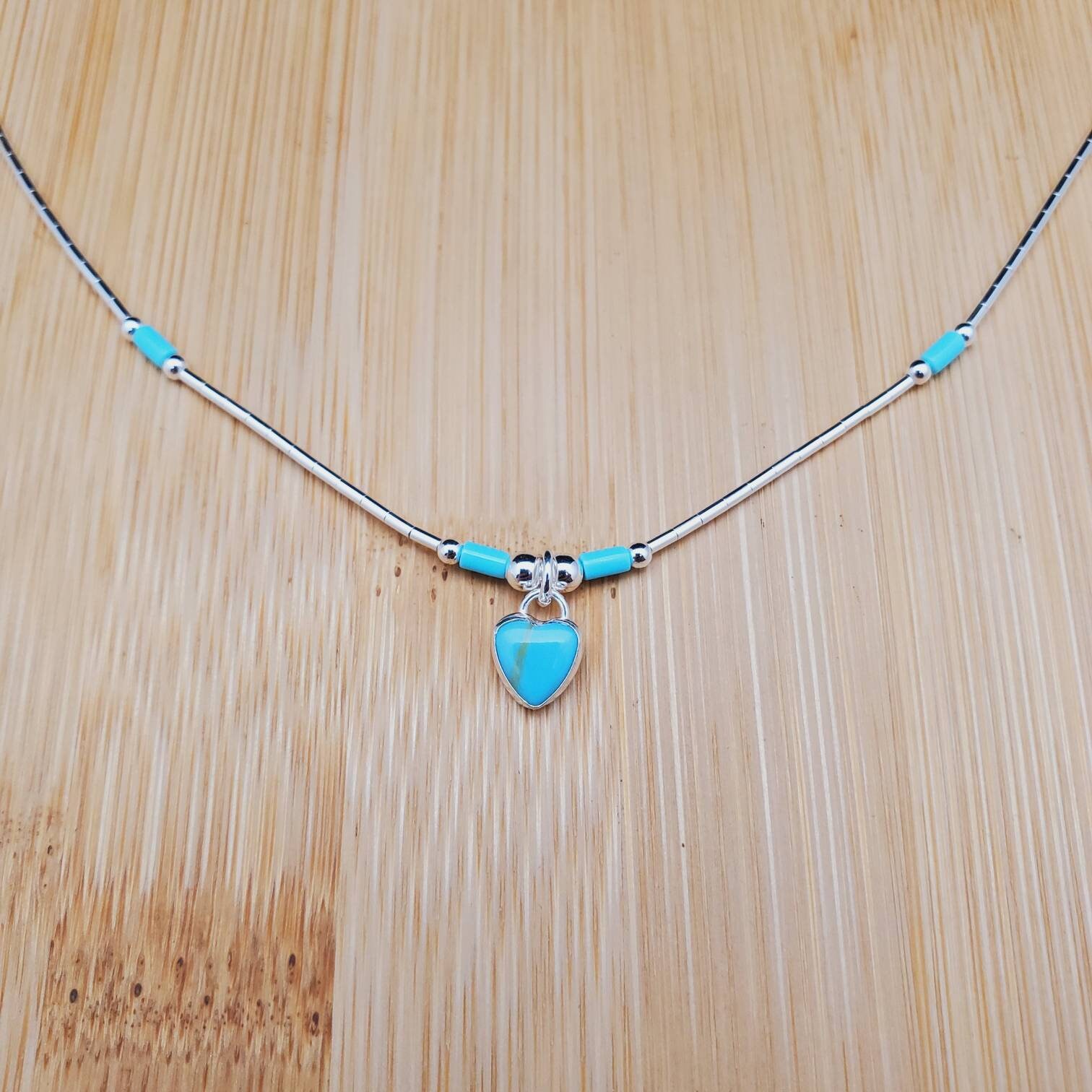 Socute925 Tiny Heart Shape Turquoise Necklace Pendant - Etsy