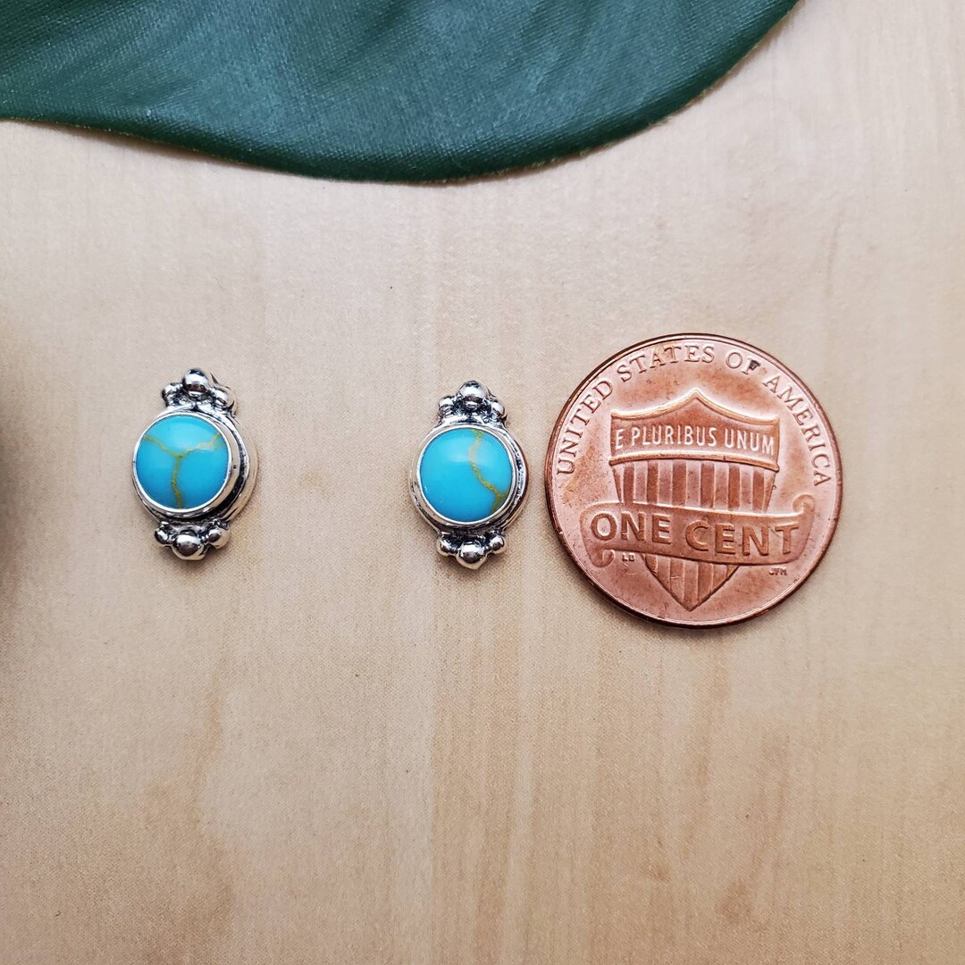 Small Turquoise Post Earrings | Sterling Silver Turquoise Earring Studs ...