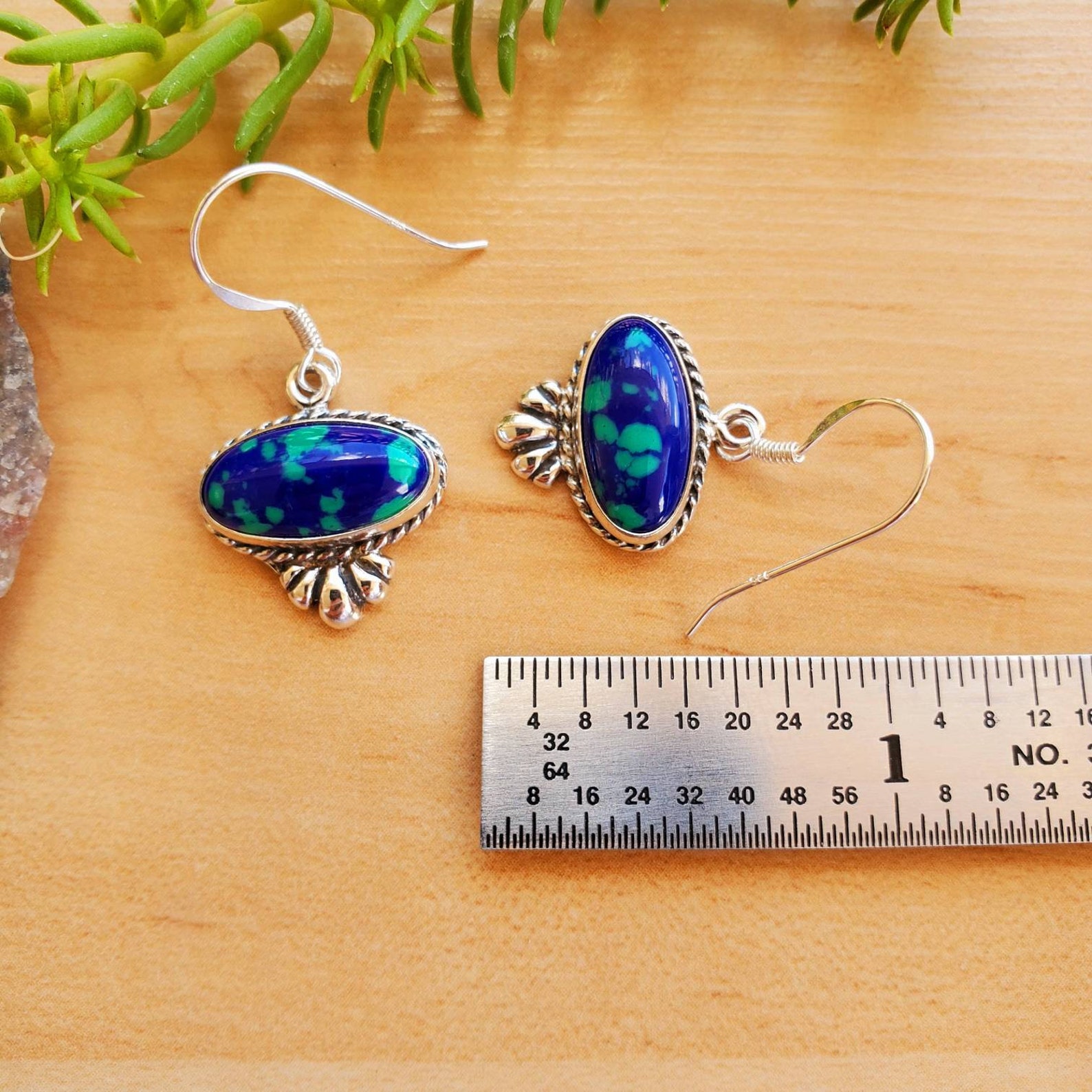 Socute925 Southwestern Azurite Malachite Earrings | Azurite Dangle ...