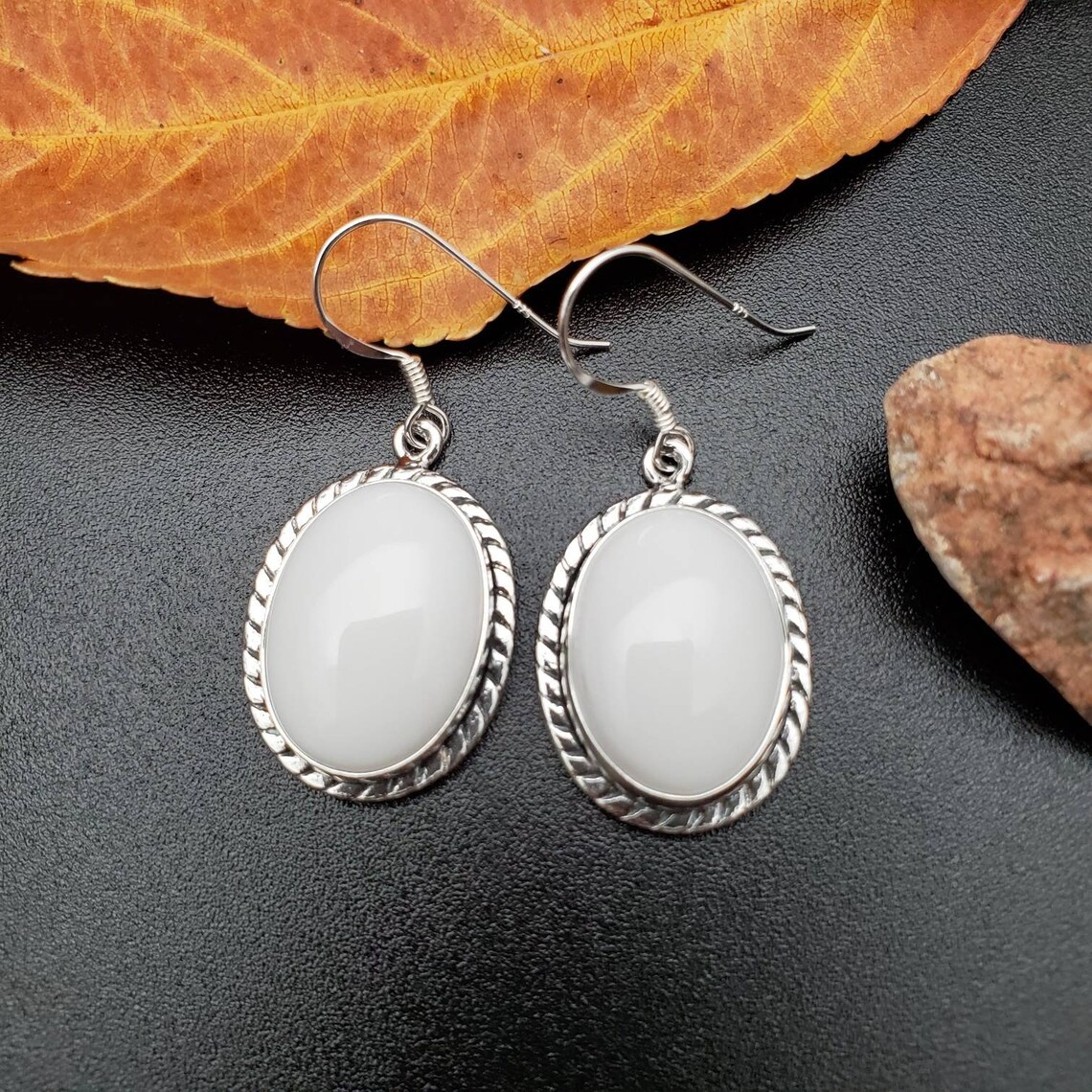 Socute925 Big White Stone Earrings | White Post Earrings | Big White ...