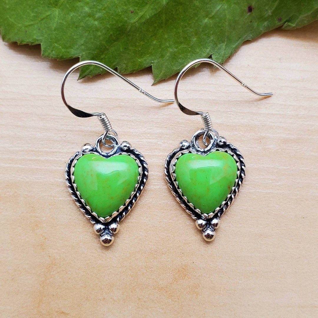 Socute925 Gaspeite Earrings | Bright Green Gaspeite Dangle Earrings ...