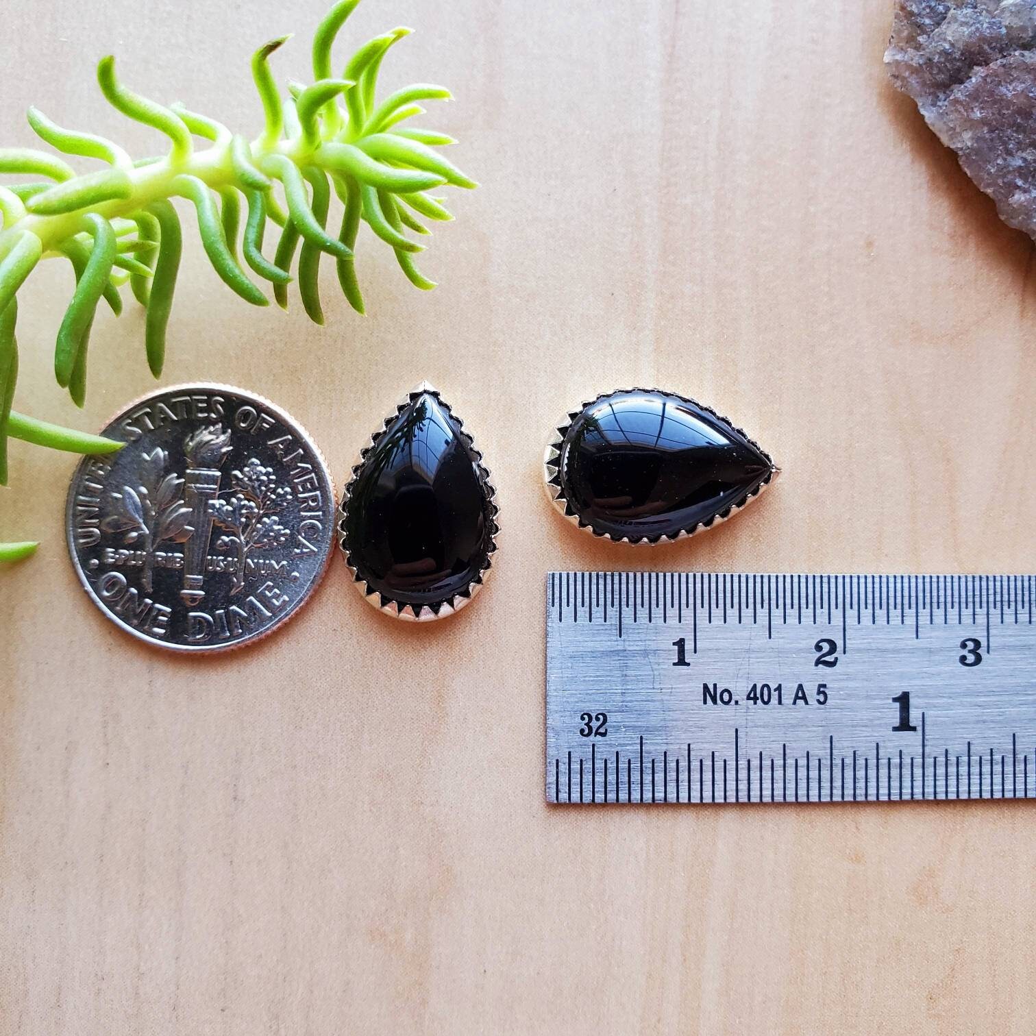 Socute925 Big Black Teardrop Post Earrings Black Stud - Etsy