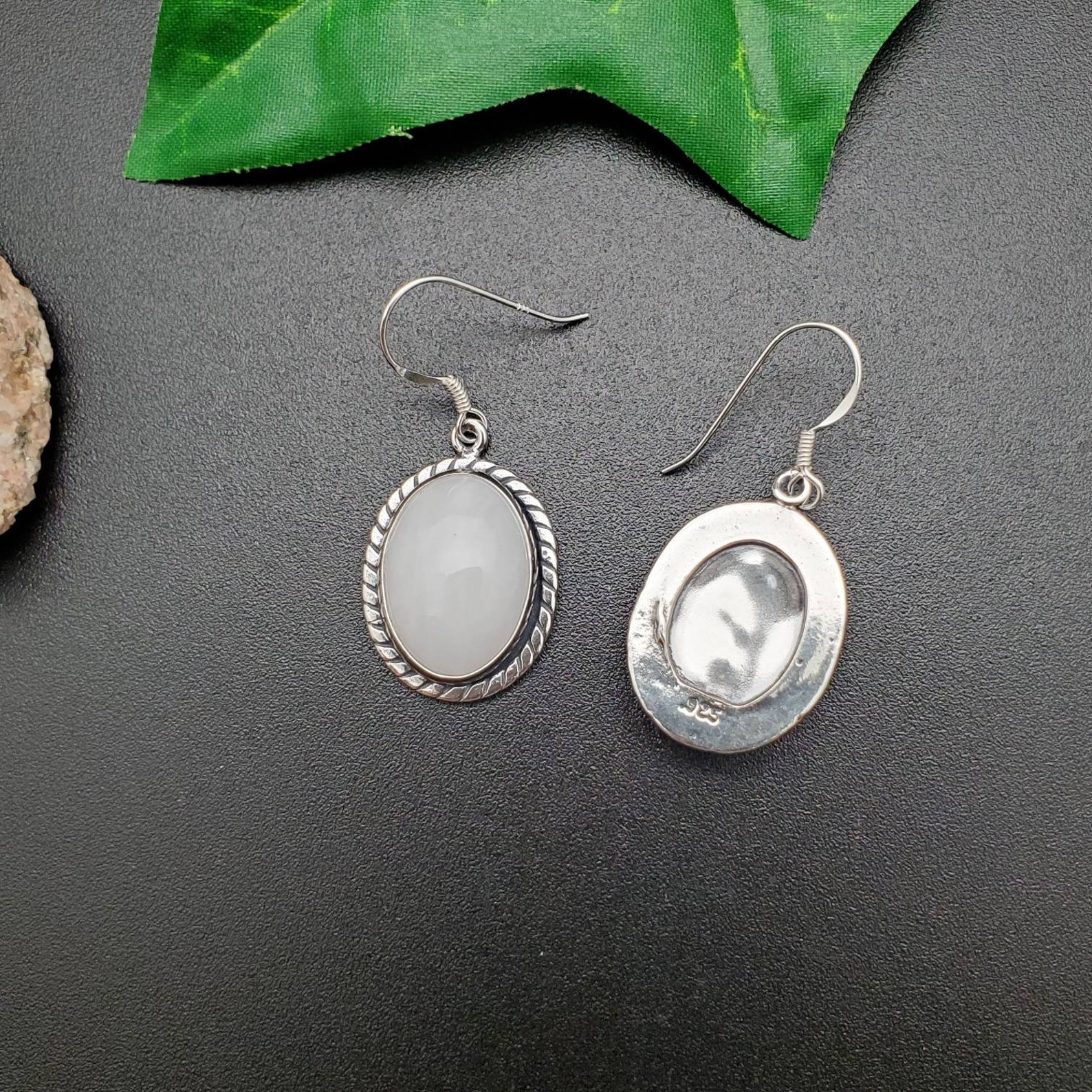 Socute925 Big White Stone Earrings | White Post Earrings | Big White ...