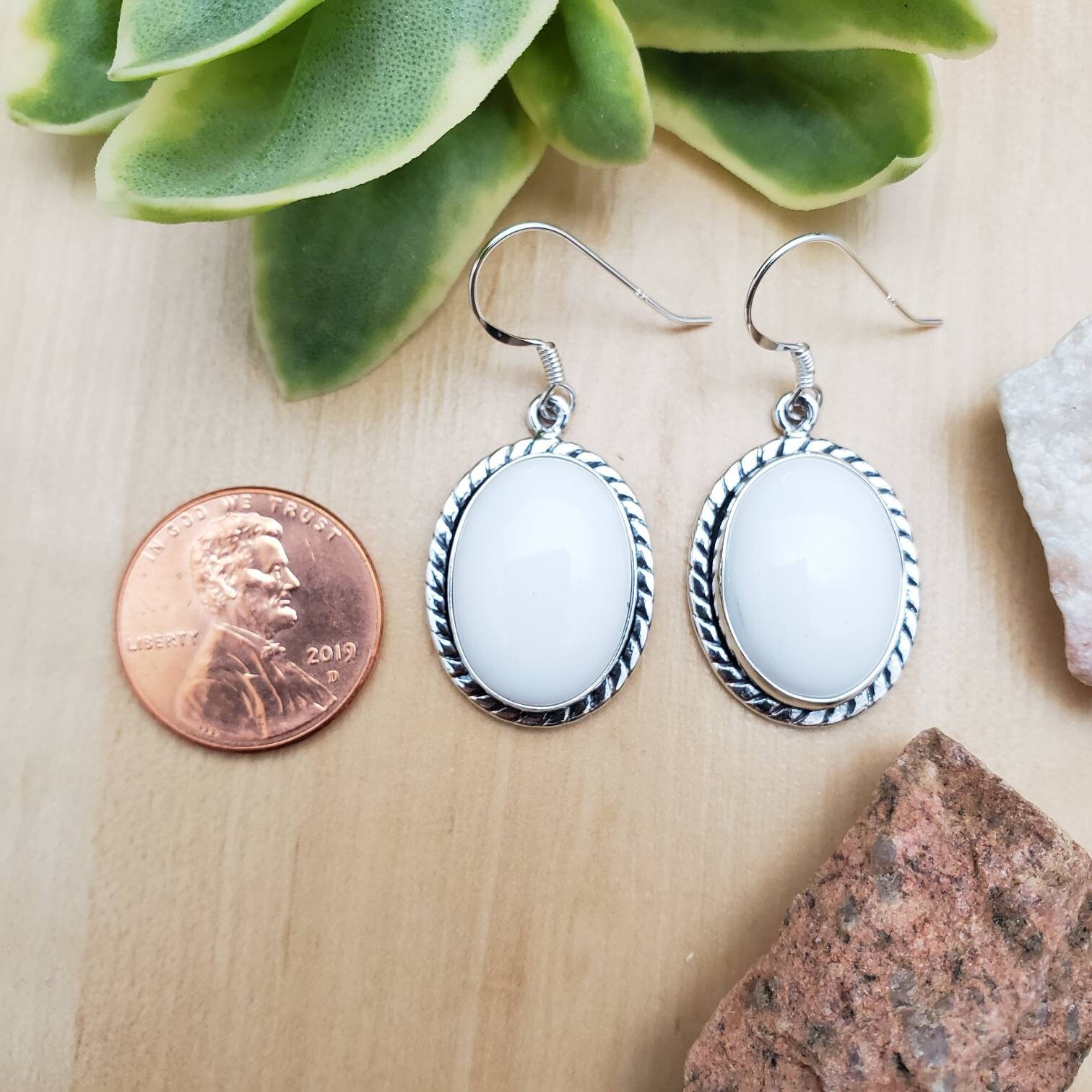 SoCute925 Big White Stone Earrings White Post Earrings Big | Etsy