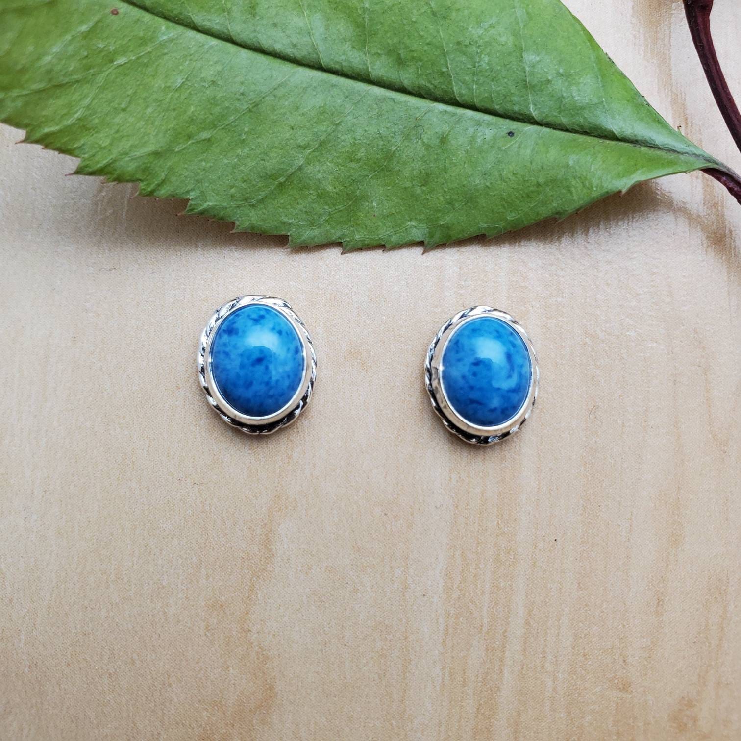 SoCute925 Blue Denim Lapis Stud Earrings Denim Lapis Studs | Etsy