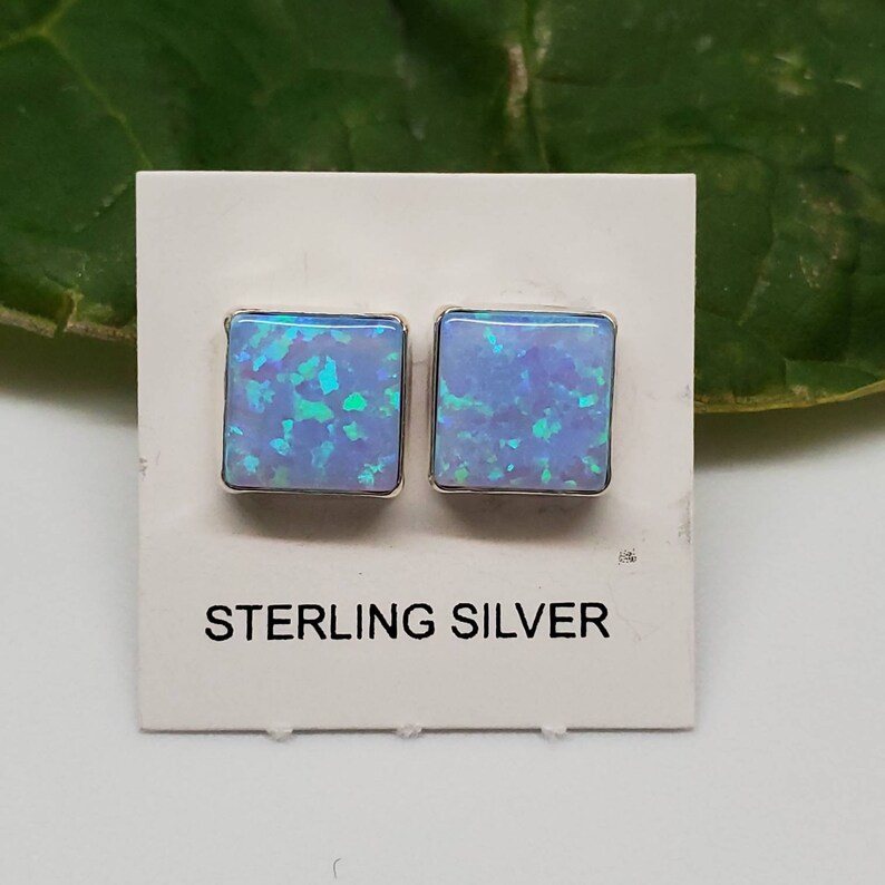 SoCute925 8mm Opal Square Stud Earrings Square Opal Studs | Etsy