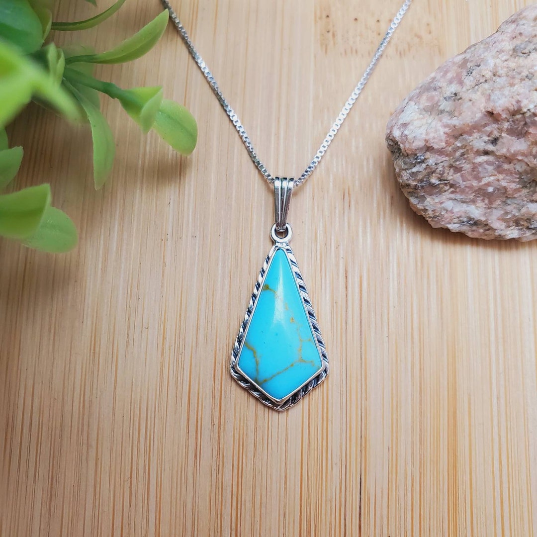 Socute925 Kingman Turquoise Pendant With Sterling Silver Chain 18 ...