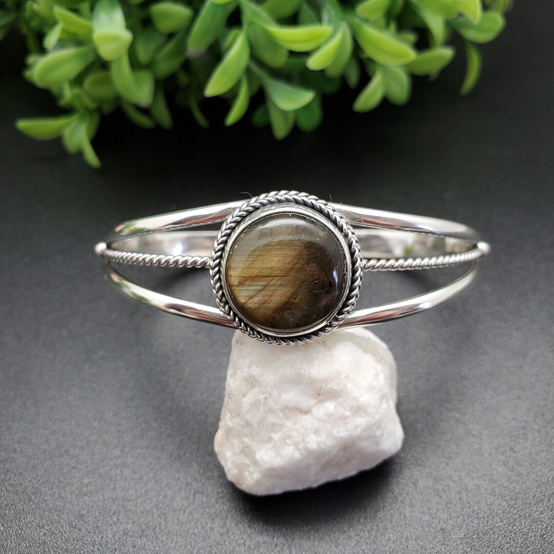 STN #C117| Dainty Labradorite Cuff Bracelet | Sterling Silver ...