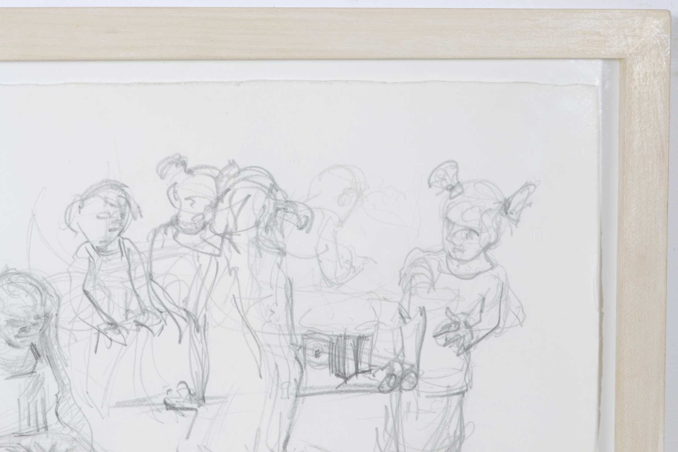 Original Art Pencil Drawing, Young Girls Playing. Rapid Gesture Sketch ...