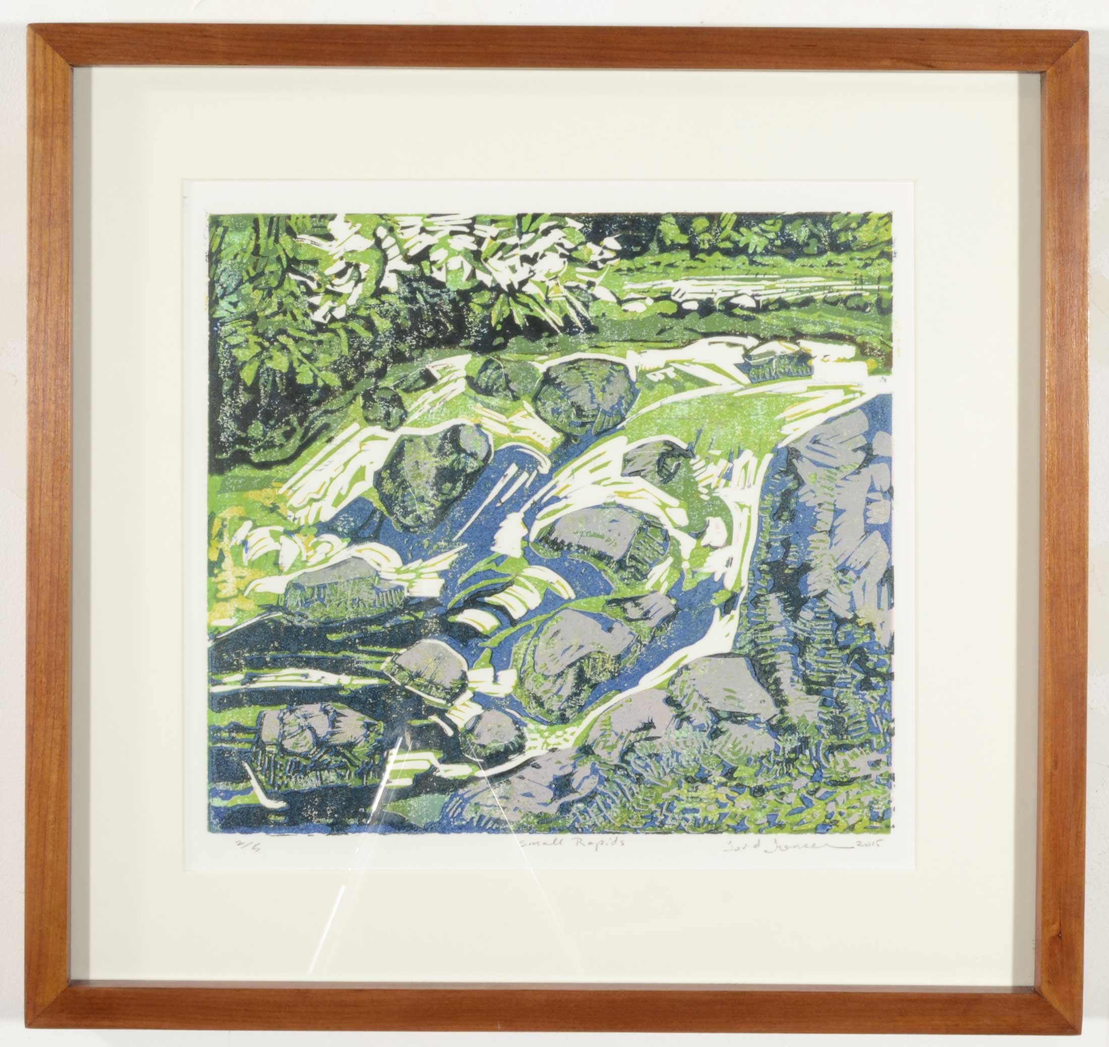 Lino Print Original Art, Large Color Relief Linocut Print. Framed ...