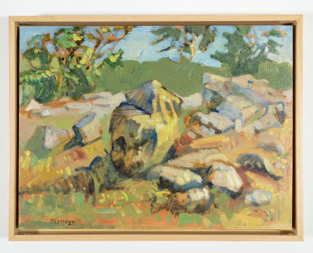 Original Oil Painting, Landscape Painting of Rock Boulders, Canadian ...