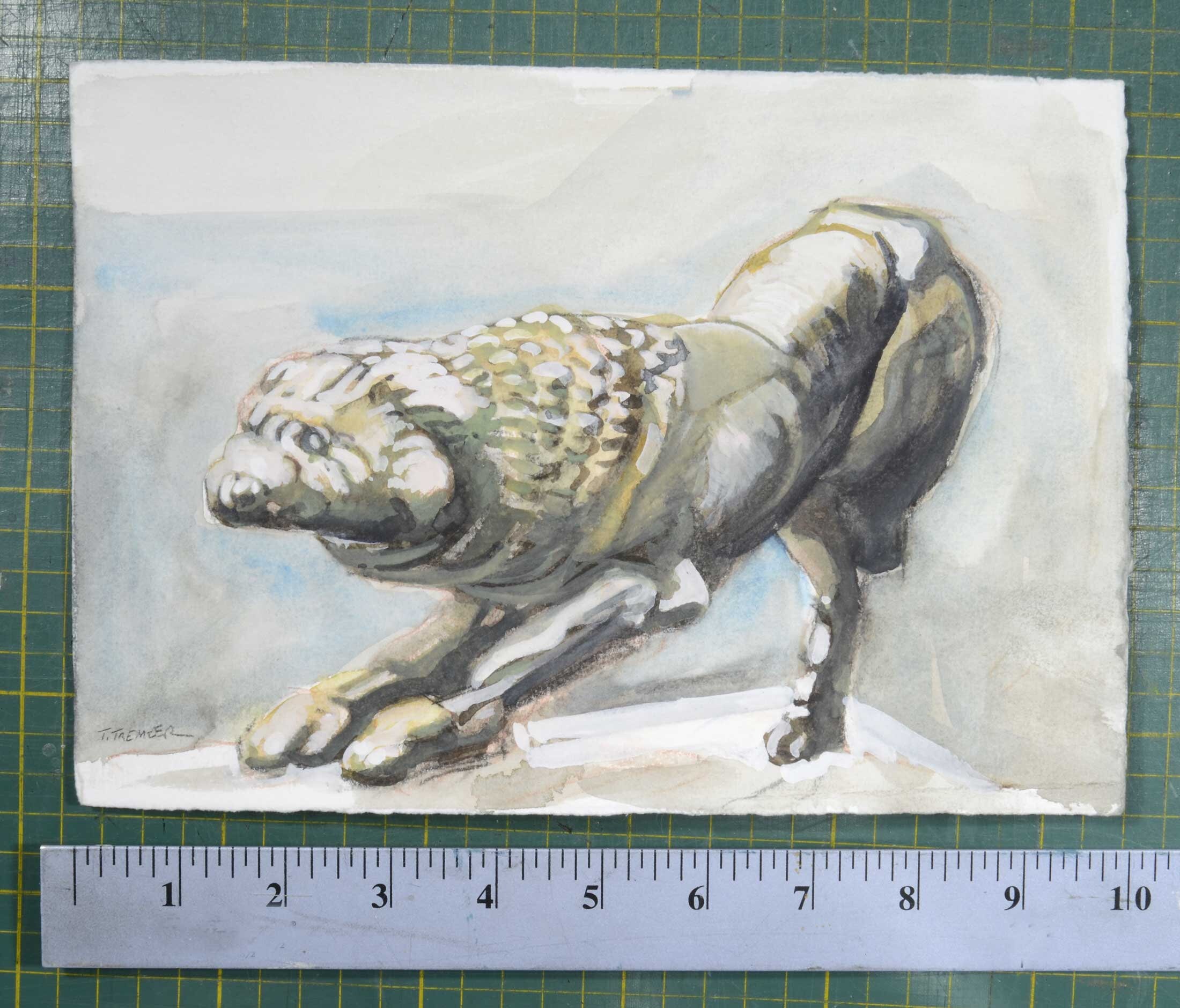 Assyrian Lion, British Museum Stone Sculpture, Original Watercolor ...