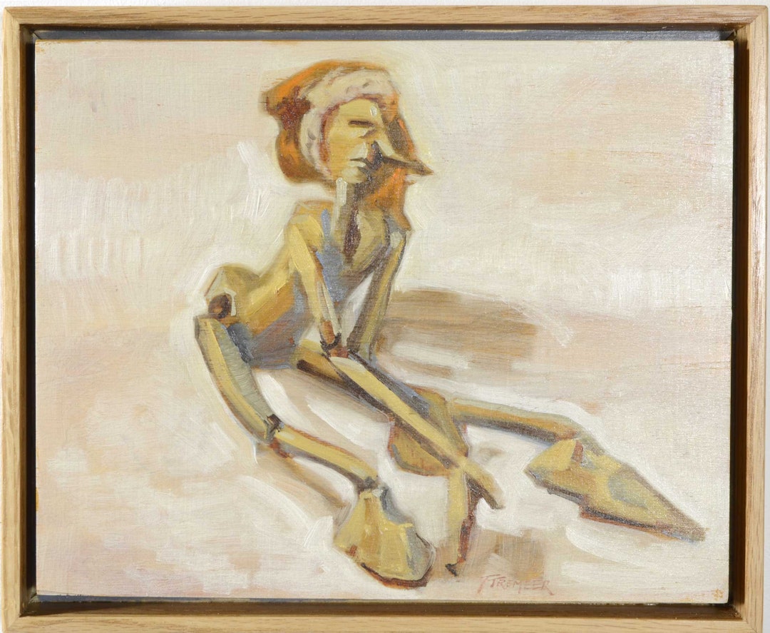 Pinocchio Painting, Original Oil Painting of Wooden Marionette Puppet ...