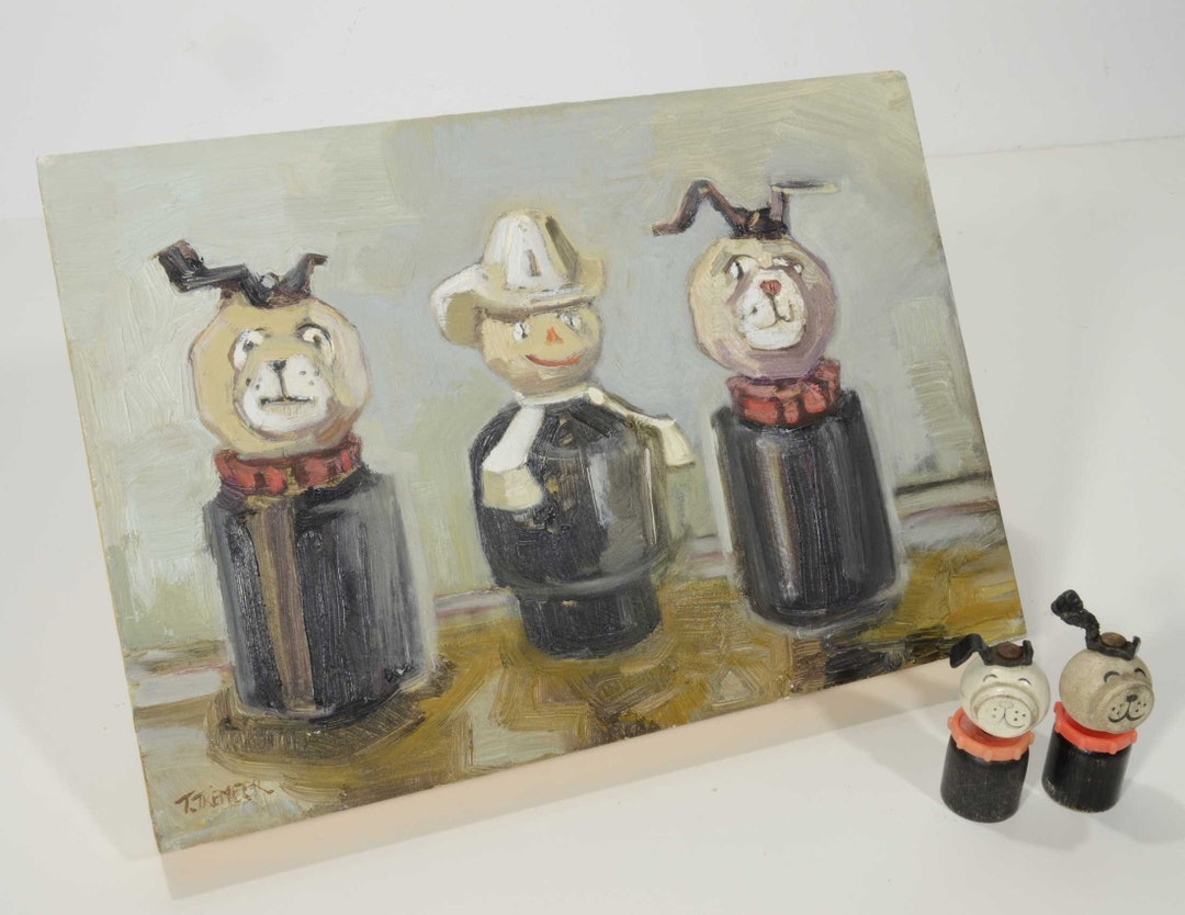 Fireman Dog Art, Original Oil Painting of Vintage Toys, Fisher Price ...