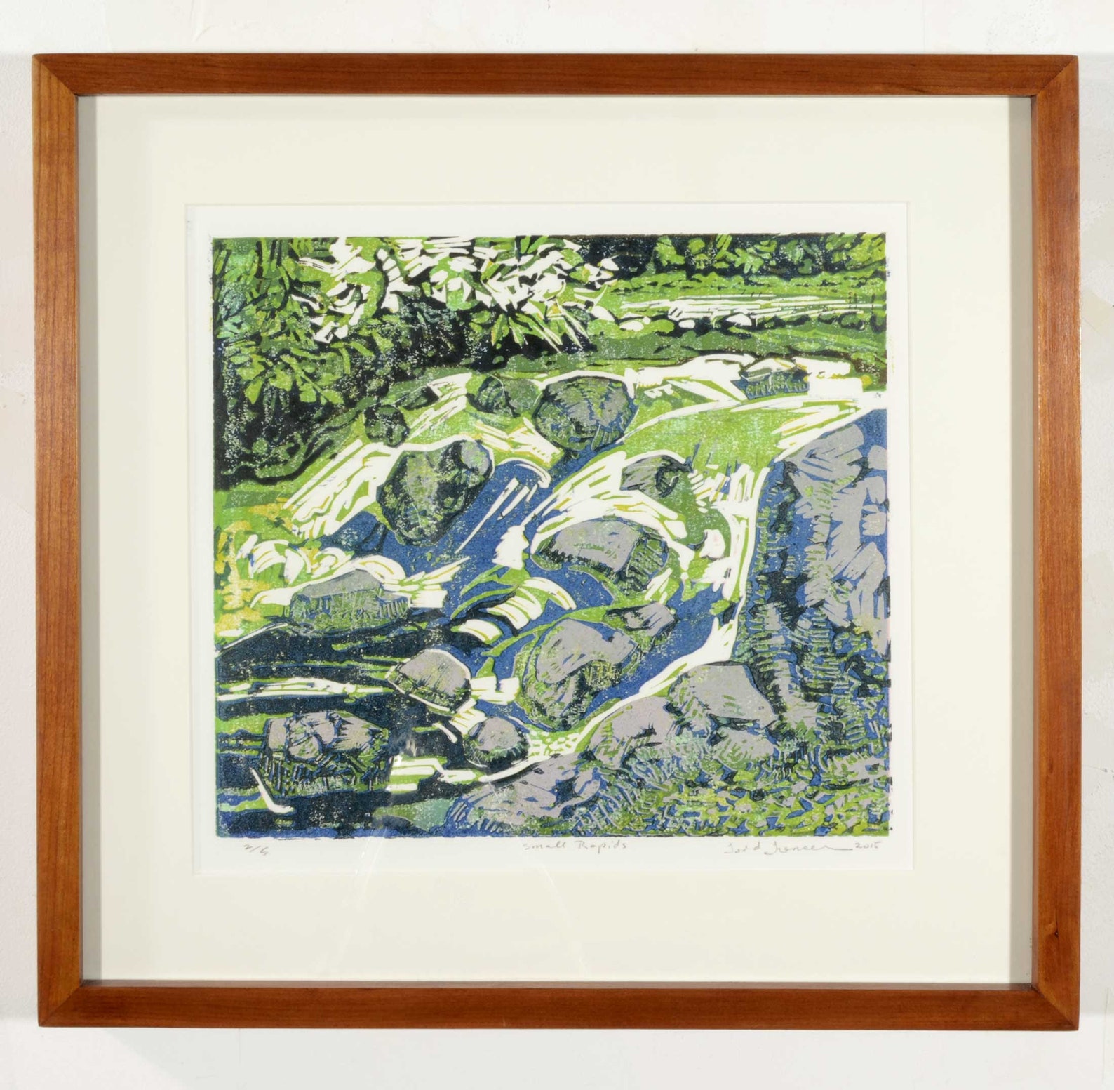 Original Art Linocut Waterfall Lino Print Forest River - Etsy