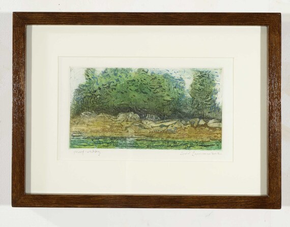 Intaglio Print Framed Landscape Color Etching Aquatint of | Etsy