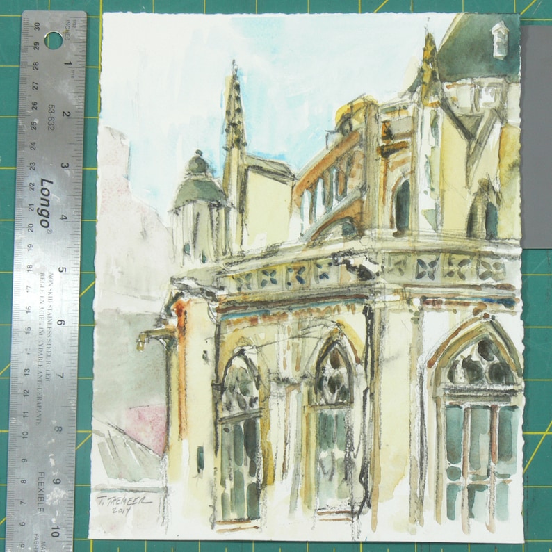 Paris France Original Painting French Medieval Church - Etsy