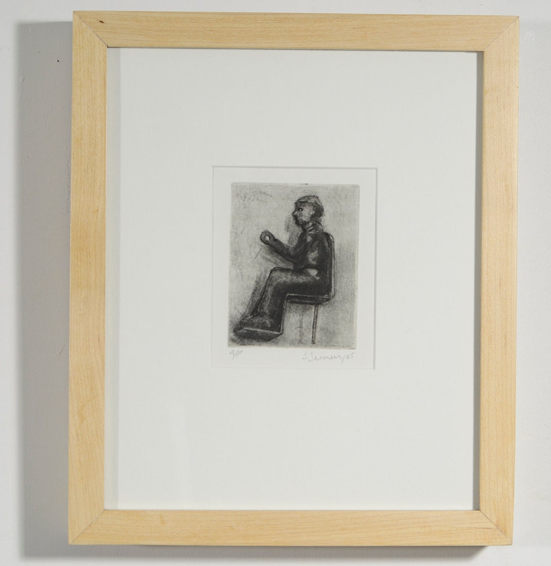 Mezzotint Etching. Original Art Print of Antique Tin Toy Crewman Figure ...