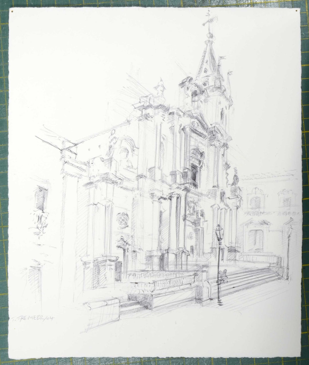 Original Drawing, Italian Baroque Church Architecture, Sicily Italy ...