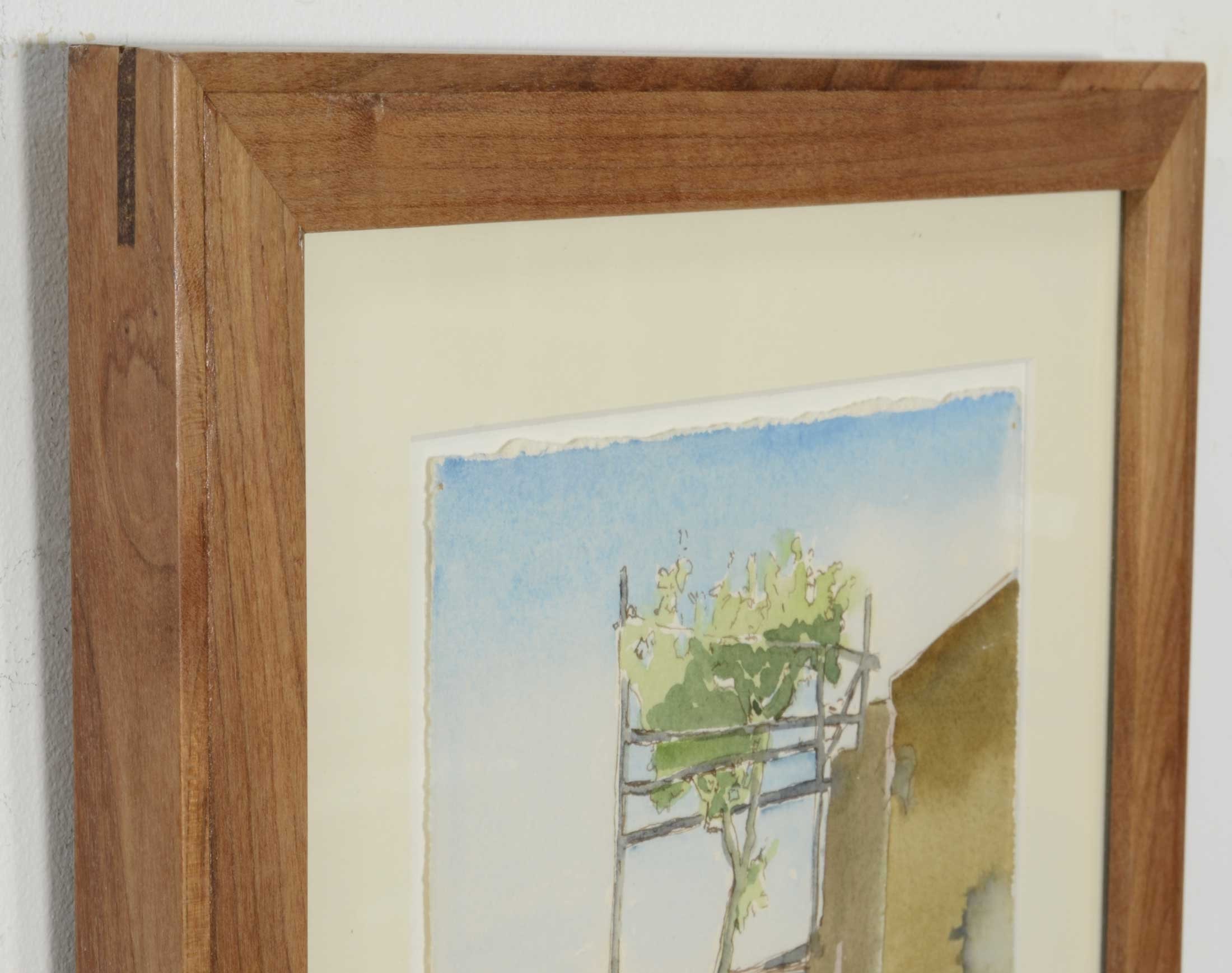 Original Art Italy Painting, Italian House Rooftop Trellis Tree ...