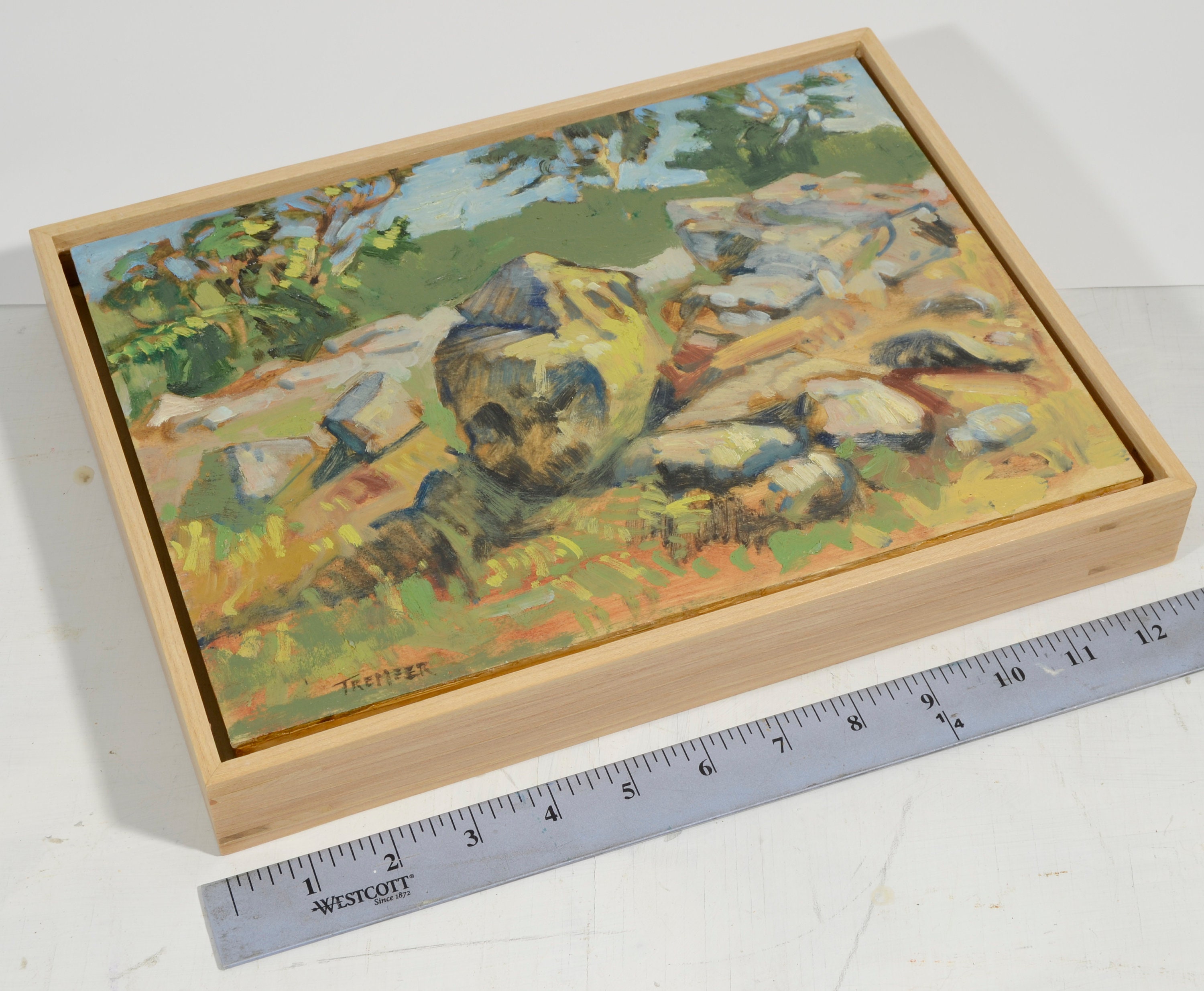 Original Oil Painting, Landscape Painting of Rock Boulders, Canadian ...