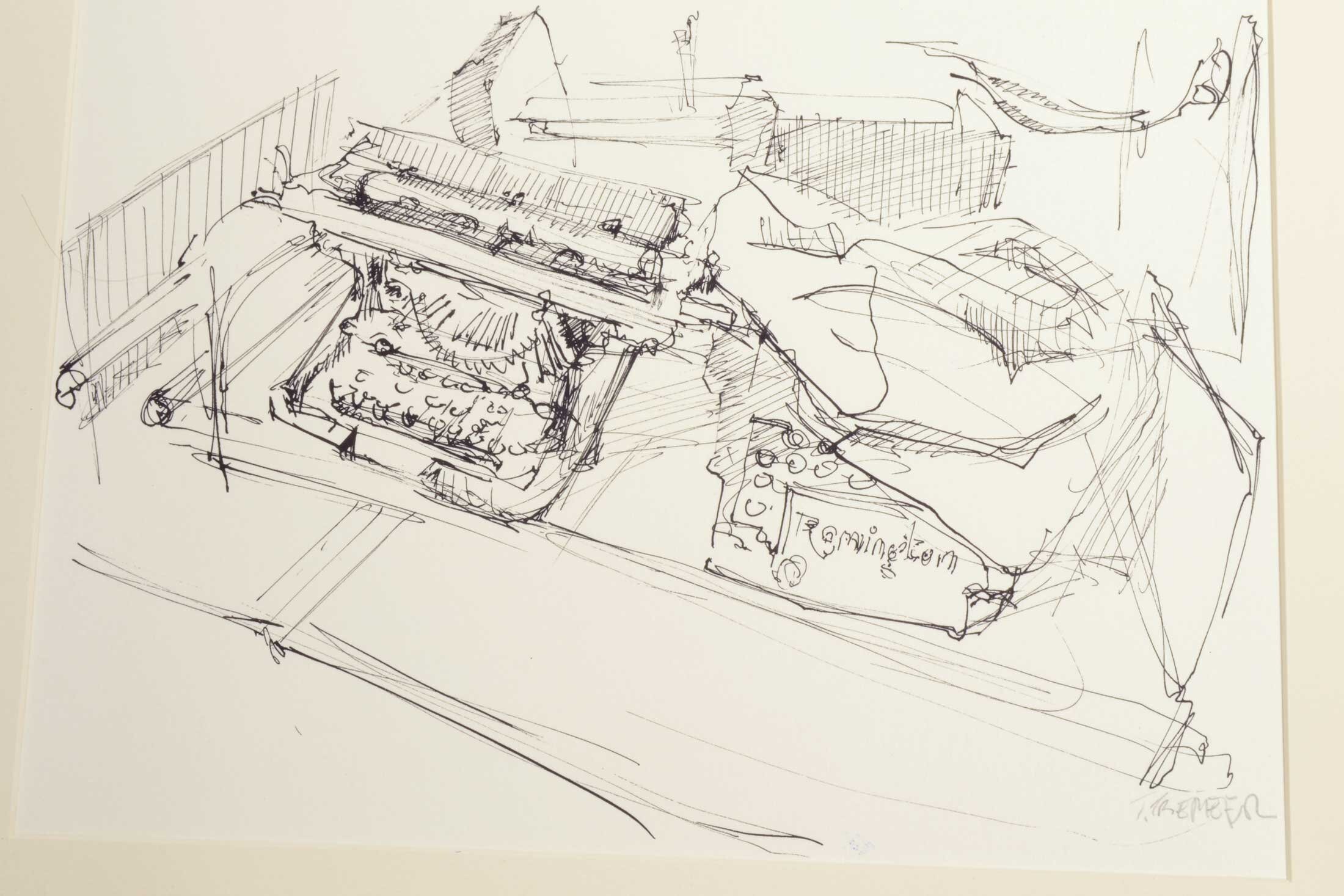Typewriter Art, Original Drawing of Typewriters. Underwood. Remington ...
