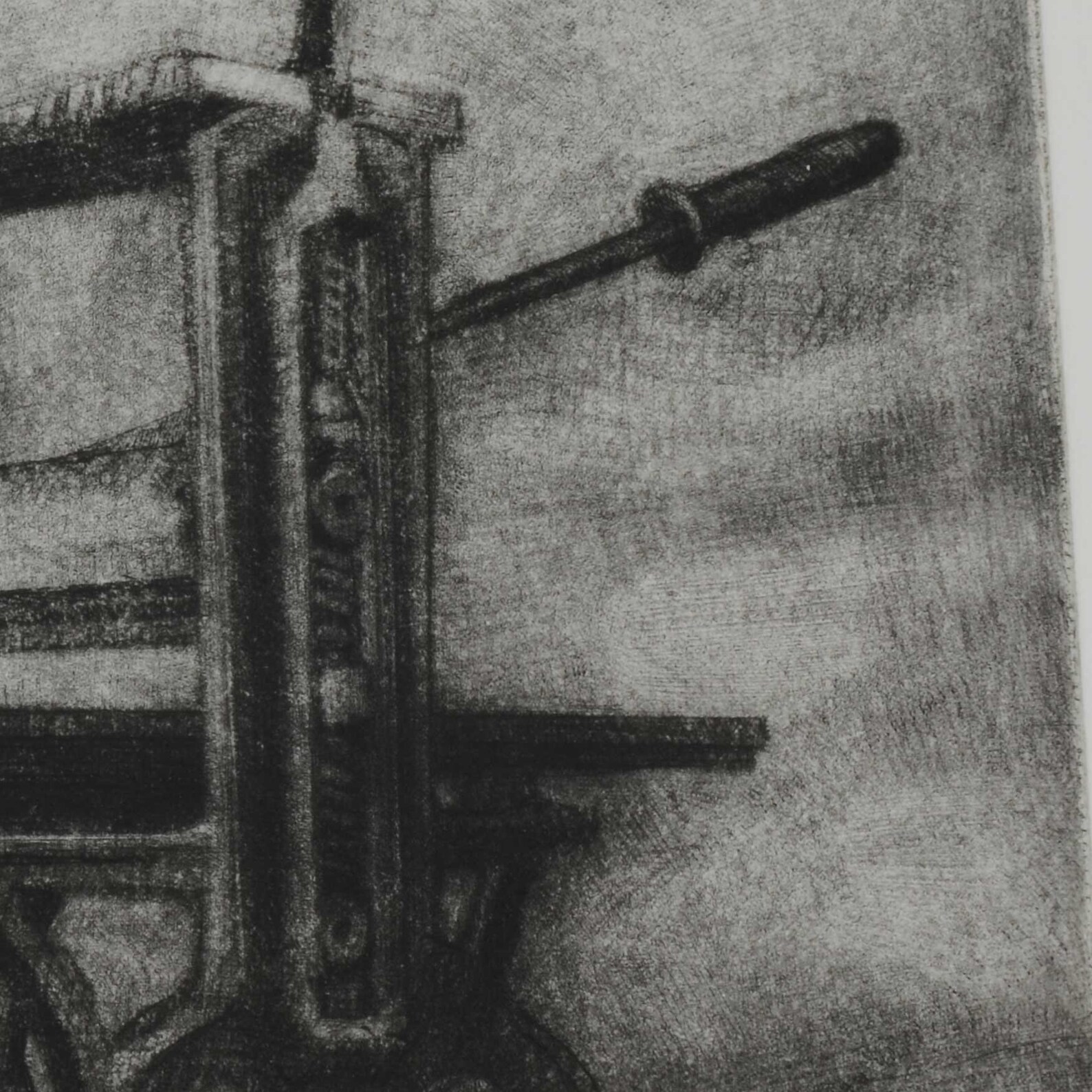 Mezzotint Drypoint Print of Antique Intaglio Etching Press. Original ...