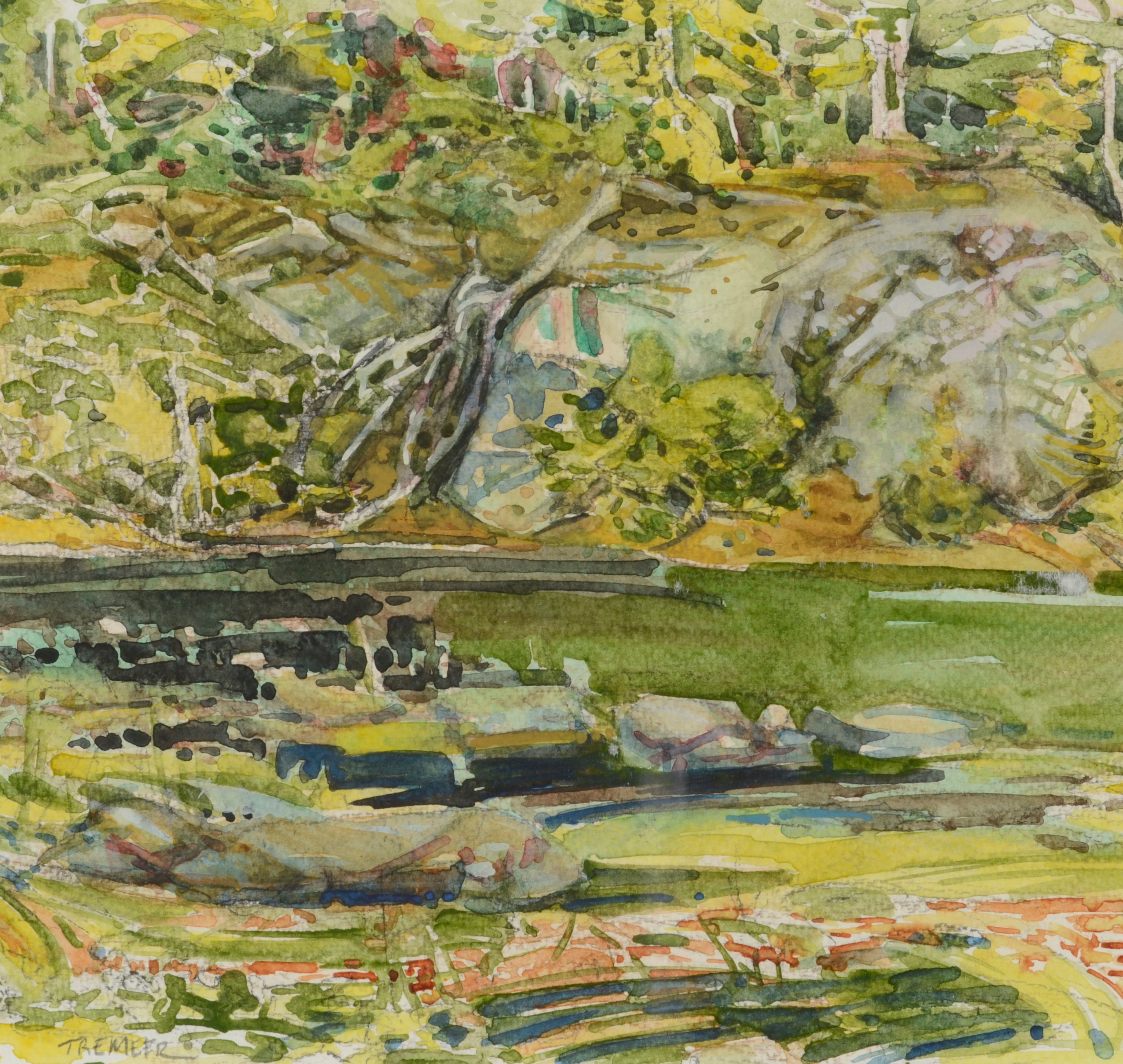 Original Art Watercolor Painting of River. Landscape Painting of ...