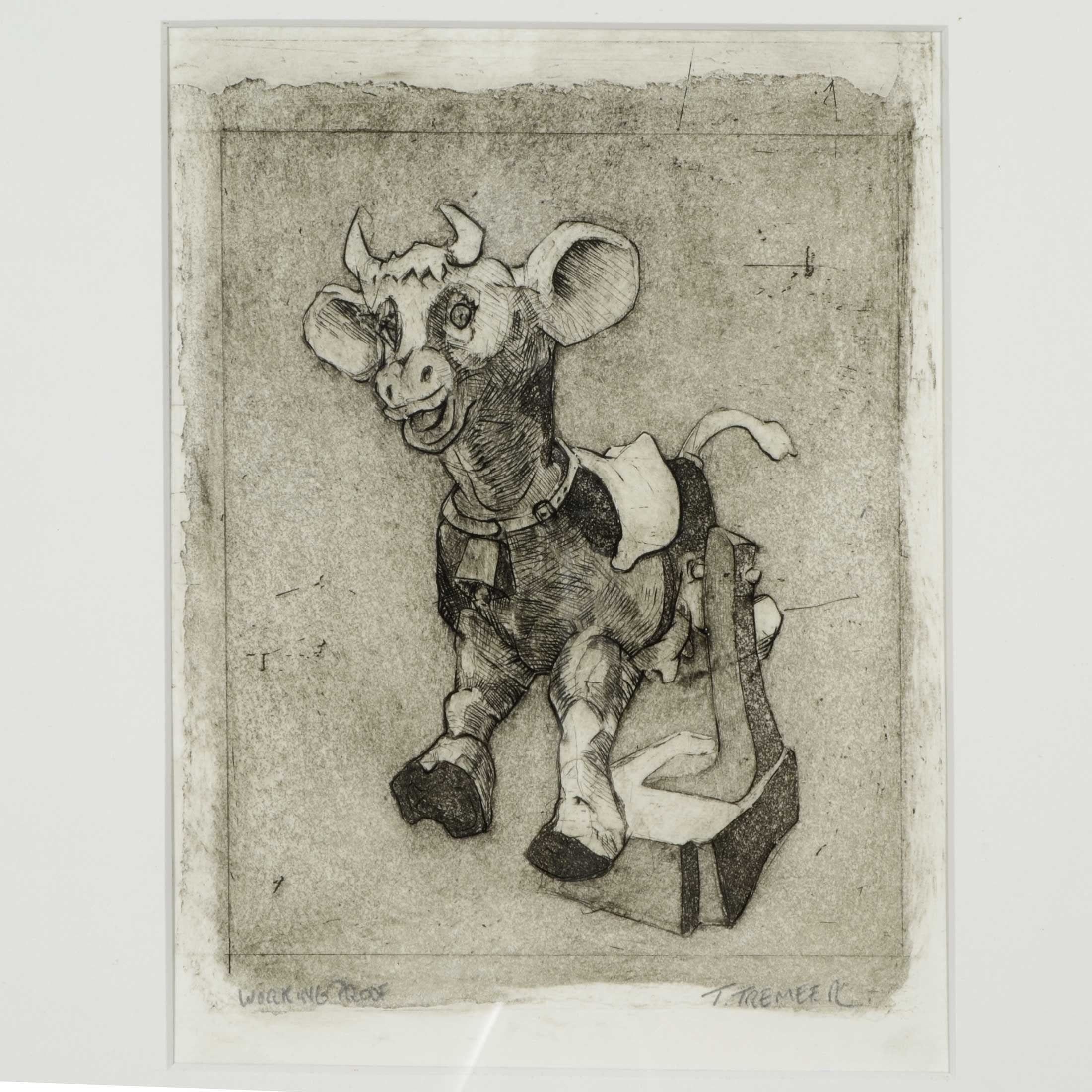 Original Artist Print, Cow Art Intaglio Engraving Aquatint Etching ...