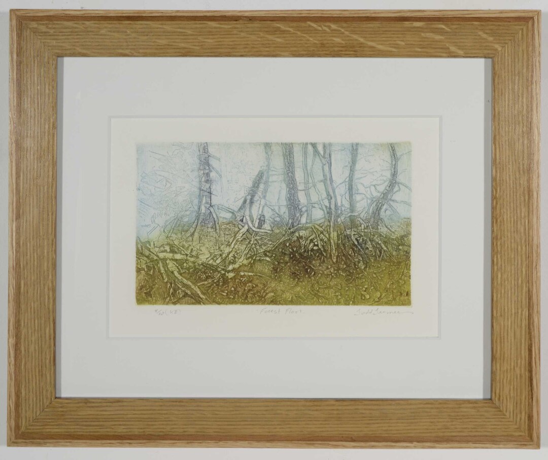 Tree Etching, Color Intaglio Aquatint Landscape Print, Original Art ...