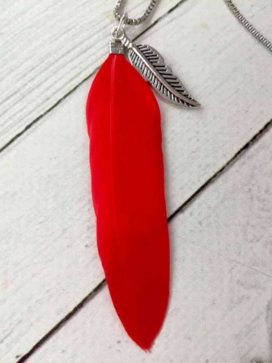 Hawks Feather Necklace Red Feather Necklace Red Hawk Wing Anime Cosplay ...