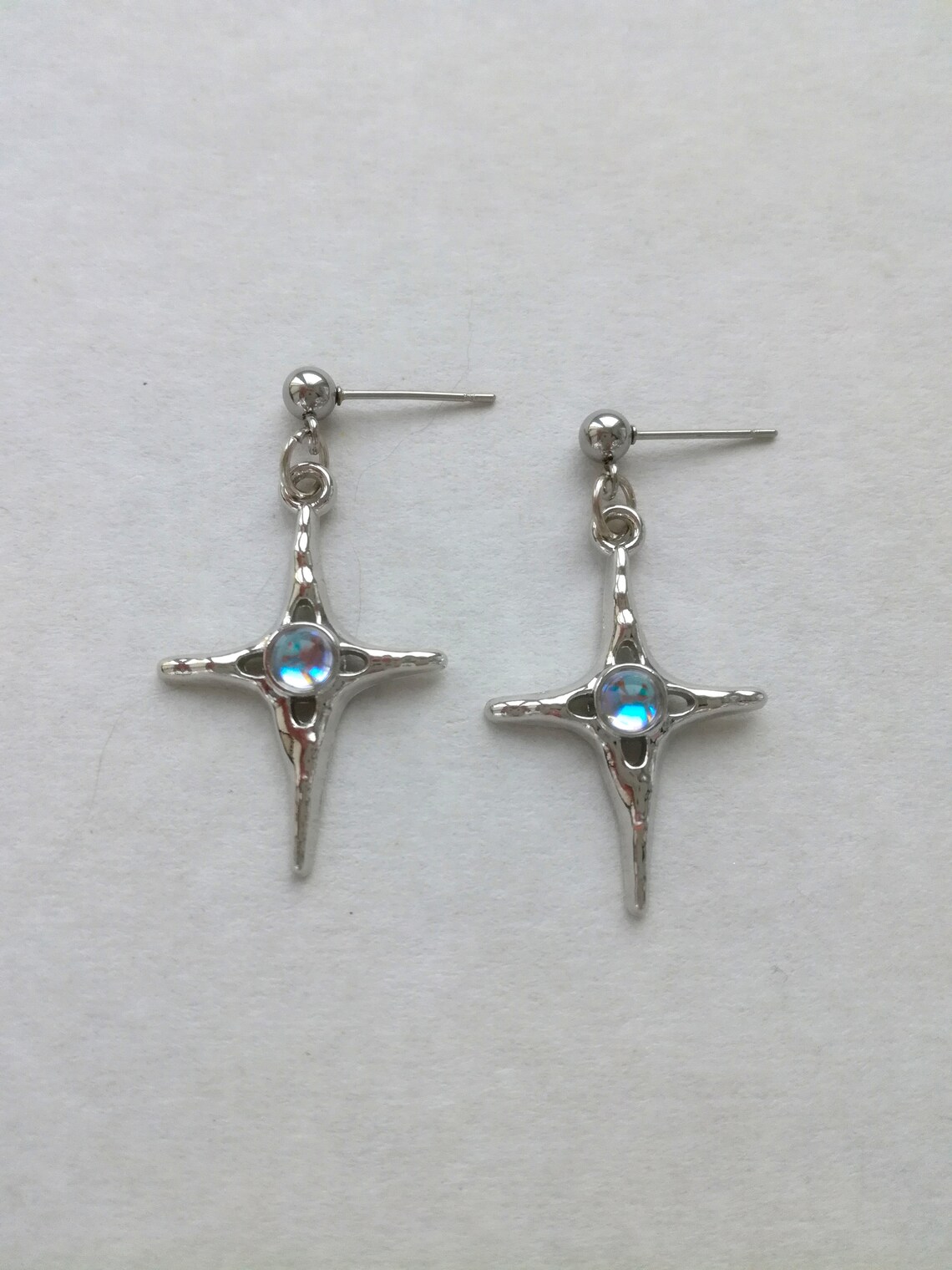 Silver Star Earrings Gothic Falling Star Earrings Stainless Steel Stud North Star Rock Stars ...