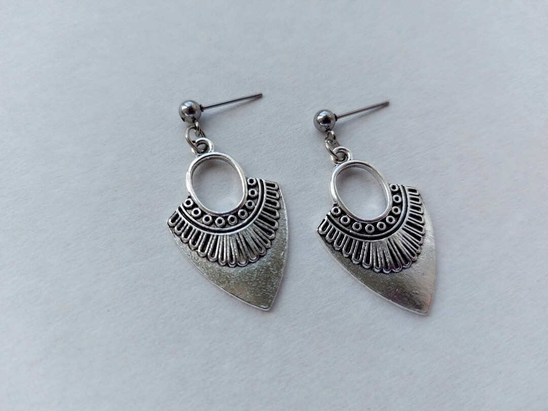 Art Deco Geometric Earrings Triangle Geometric Silver Earrings Tribal ...