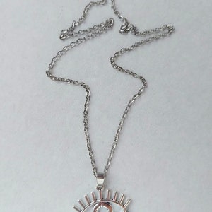 Silver Evil Eye Necklace Silver Eye of Ra Necklace Stainless Steel ...