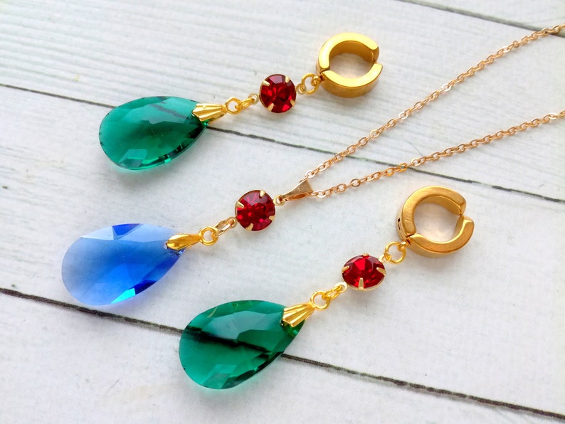 Howl's Clip-on Earrings Howl's Necklace Wizard Howl Cosplay Emerald ...