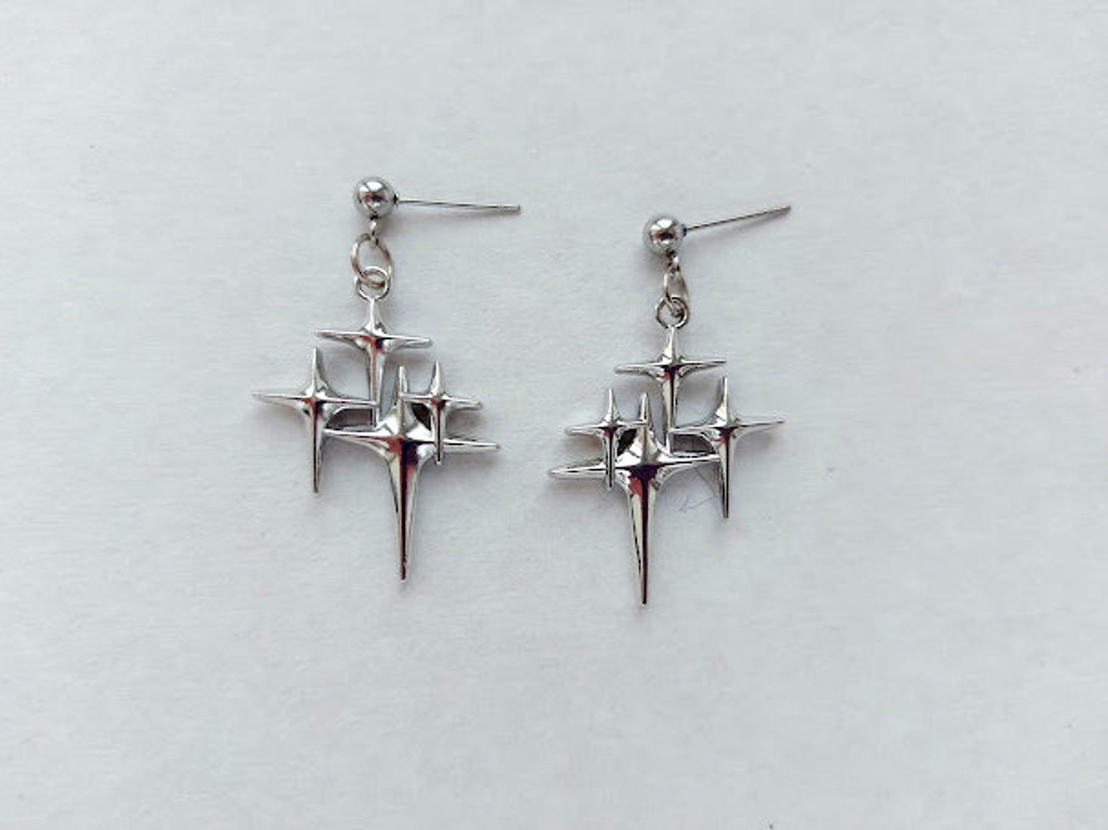 Silver Star Earrings Gothic Falling Star Earrings Stainless Steel Stud North Star Rock Stars ...