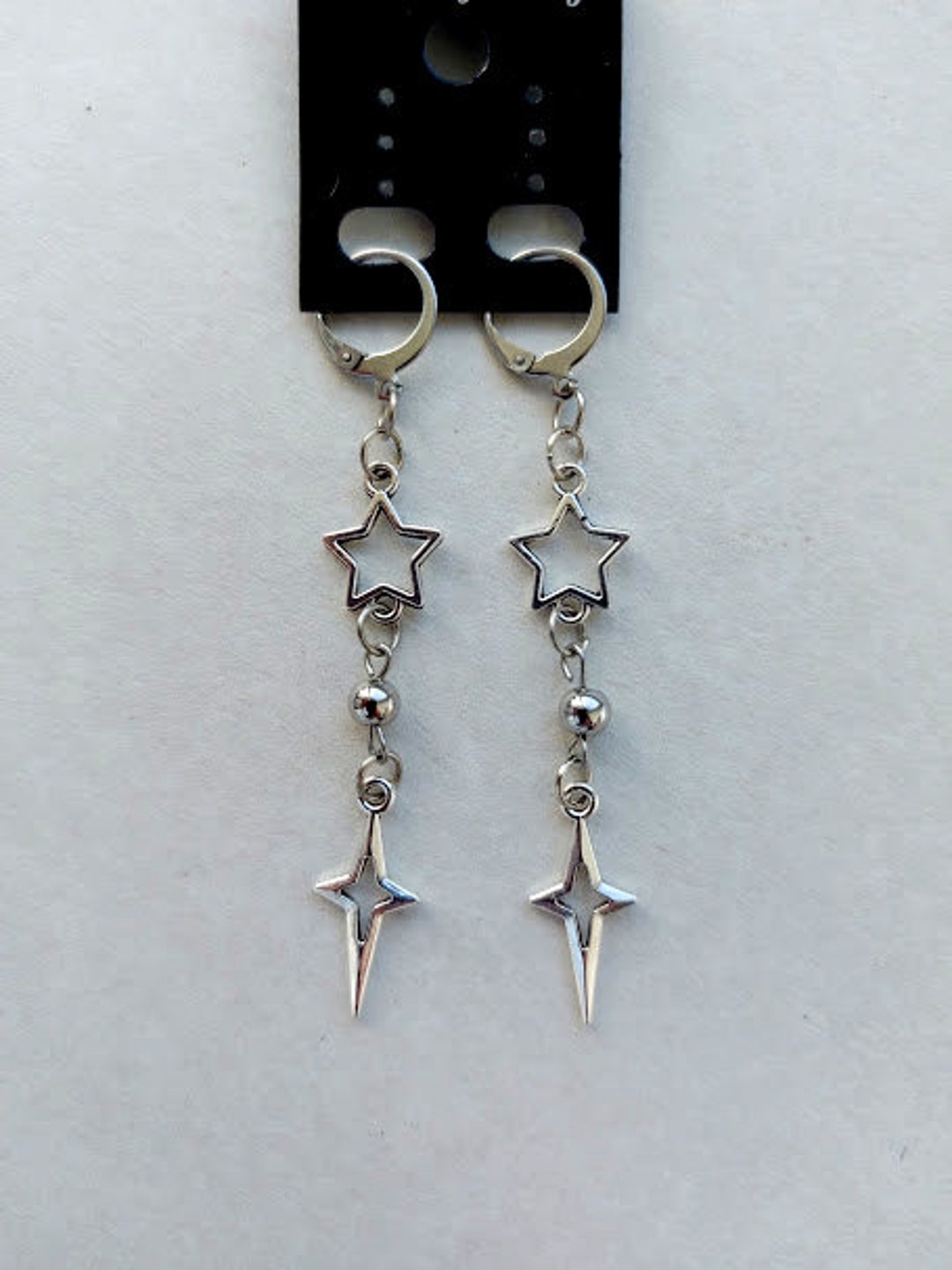 Silver Star Earrings Grunge Jewelry Hypoallergenic Y2k Goth Edgy Alt ...