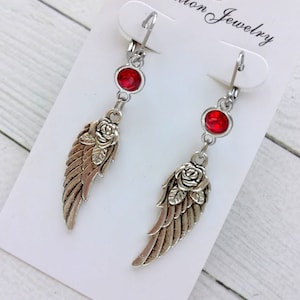 Hawks Inspired Feather Necklace Hawks Earrings Red Feather Necklace Red ...