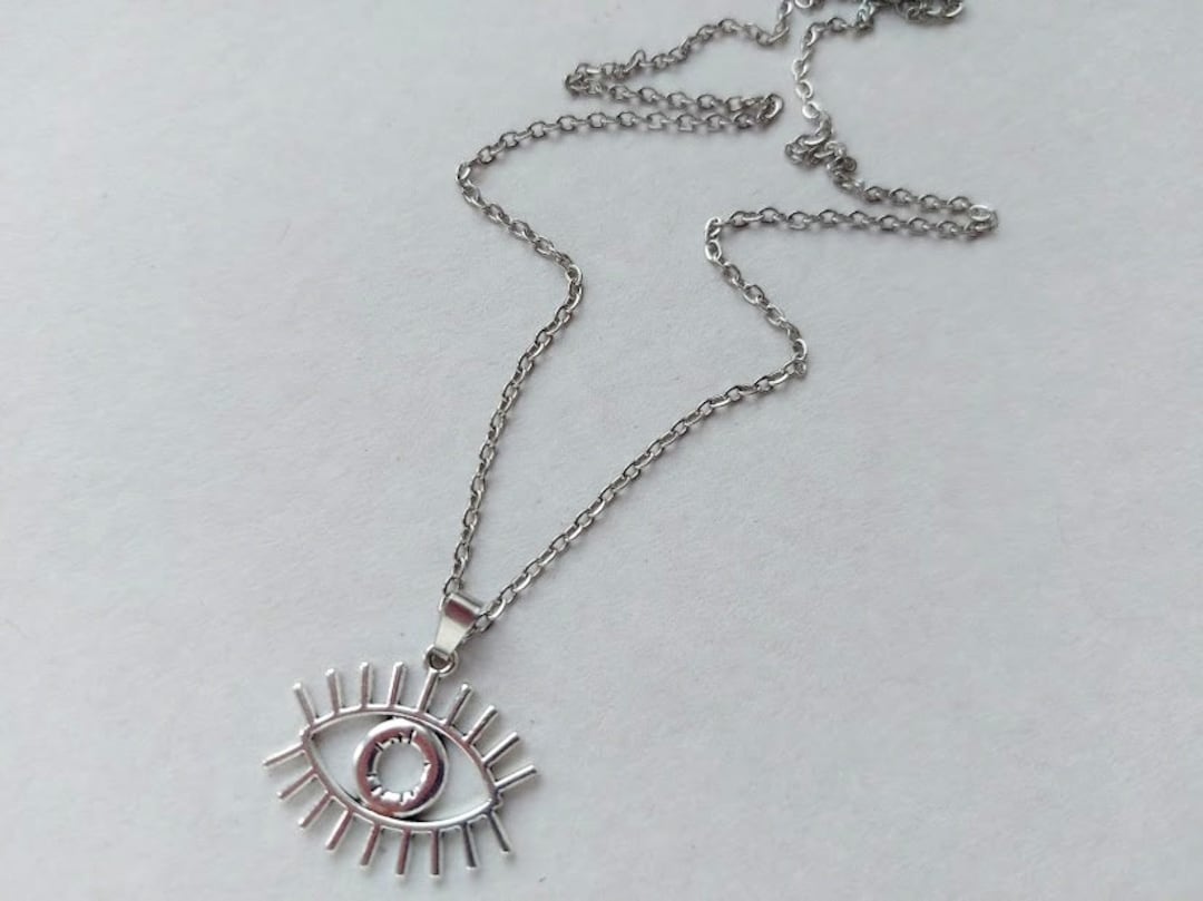 Silver Evil Eye Necklace Silver Eye of Ra Necklace Stainless Steel ...