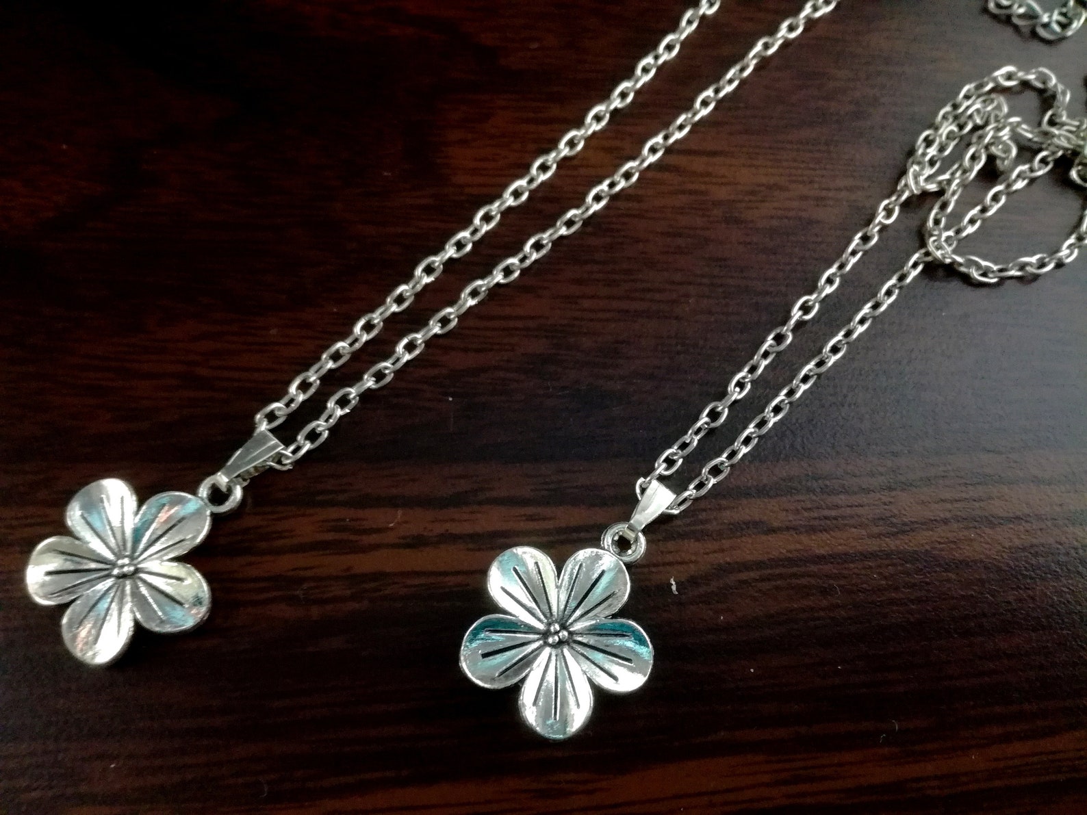 Couple Matching Necklaces Matching Flower Chain Necklace - Etsy
