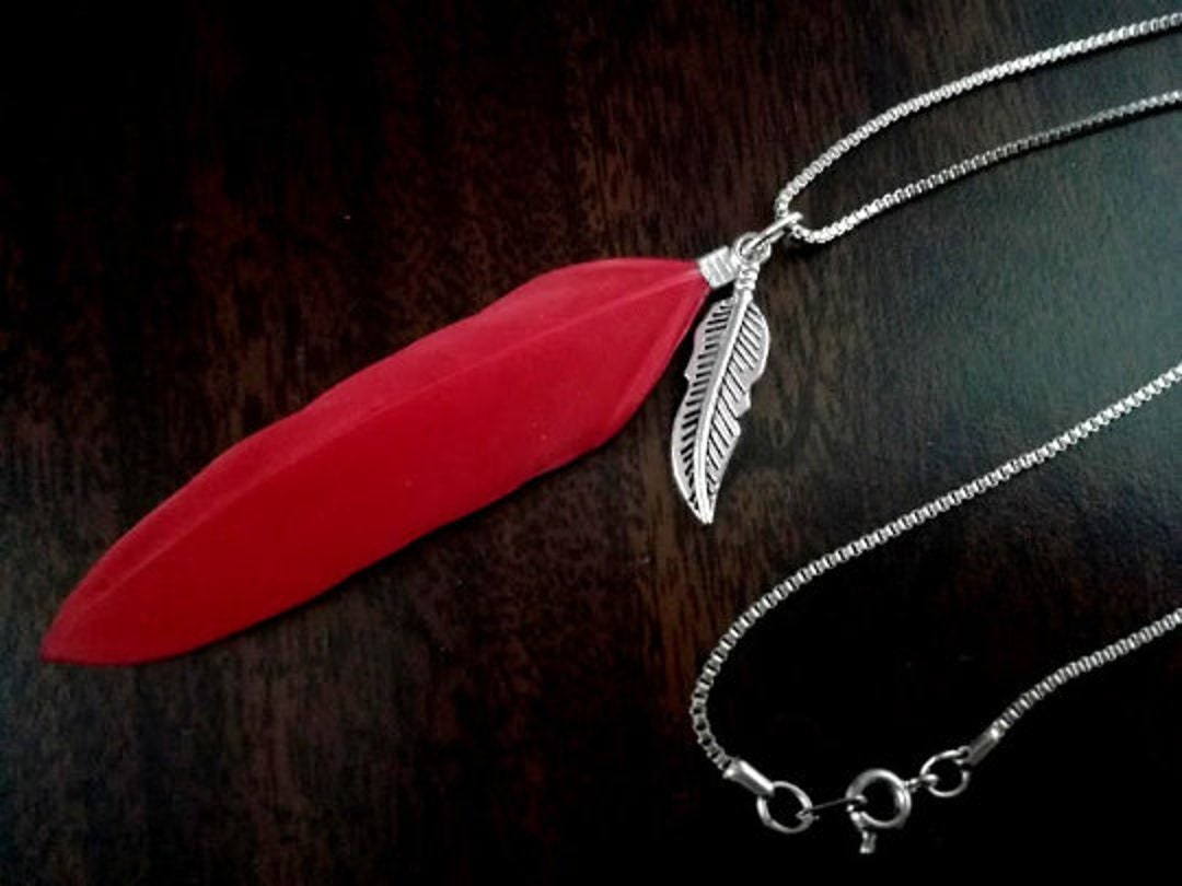 Hawks Feather Necklace Red Feather Necklace Red Hawk Wing Anime Cosplay ...