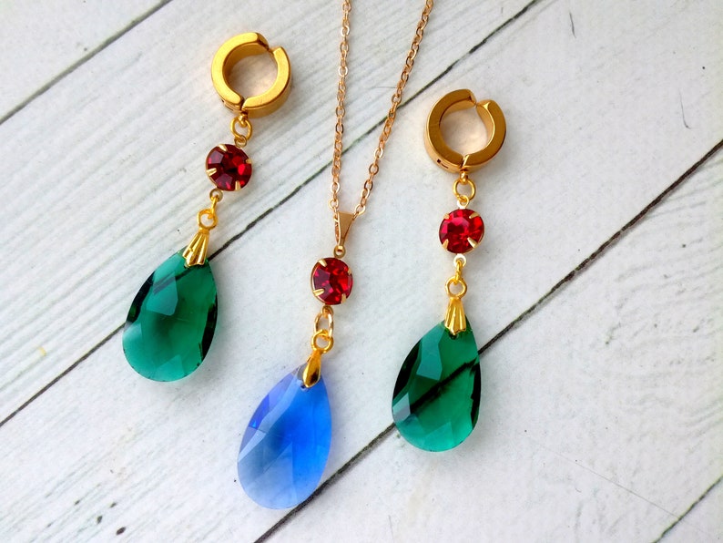 Howl's Clip-on Earrings Howl's Necklace Wizard Howl Cosplay Emerald ...