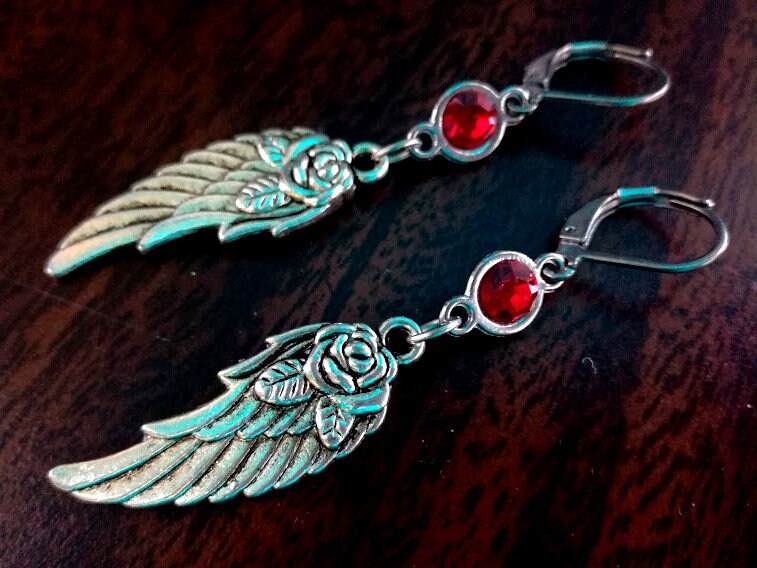 Hawks Inspired Feather Necklace Hawks Earrings Red Feather Necklace Red ...