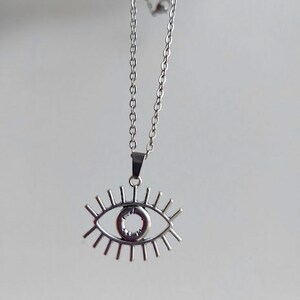 Silver Evil Eye Necklace Silver Eye of Ra Necklace Stainless Steel ...