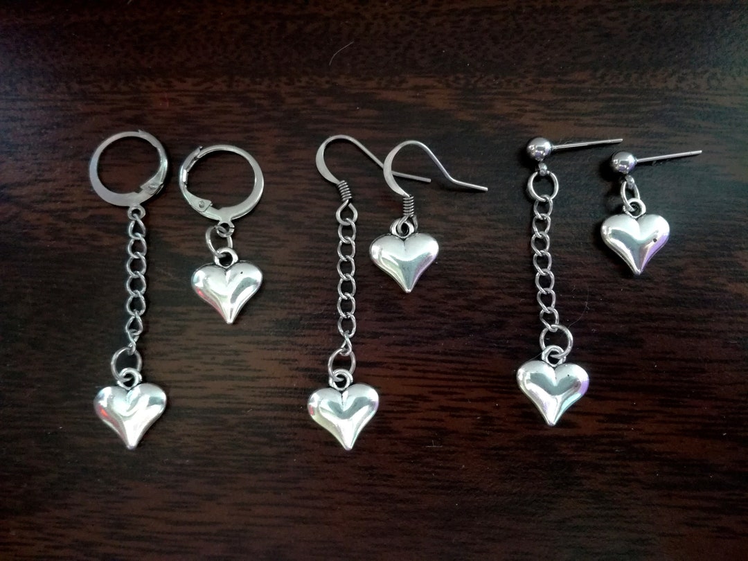 Asymmetrical Heart Earrings God of Death Earrings Shinigami Silver ...