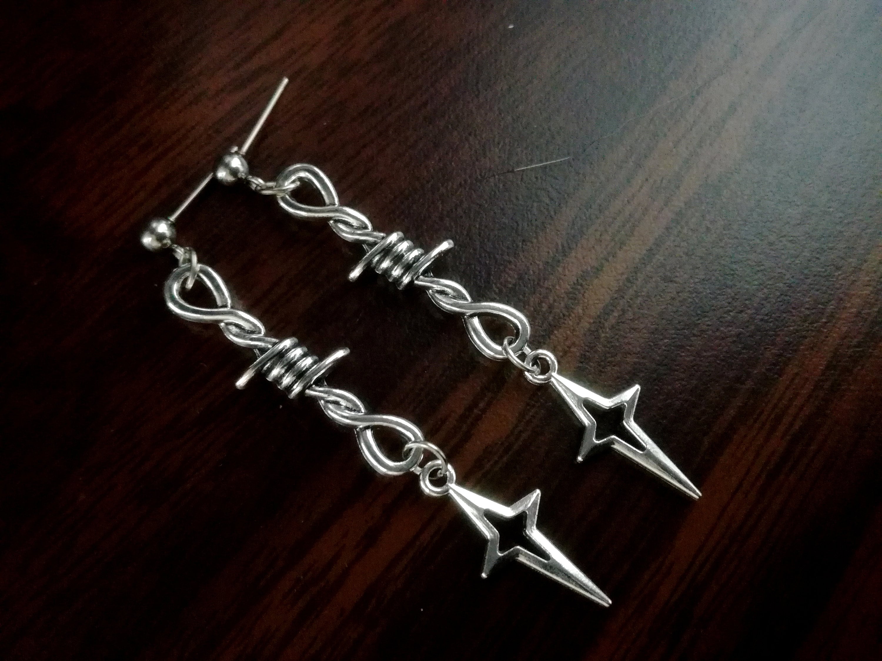 Barbed Wire Earrings Long Gothic Earrings Spike Earring Silver - Etsy