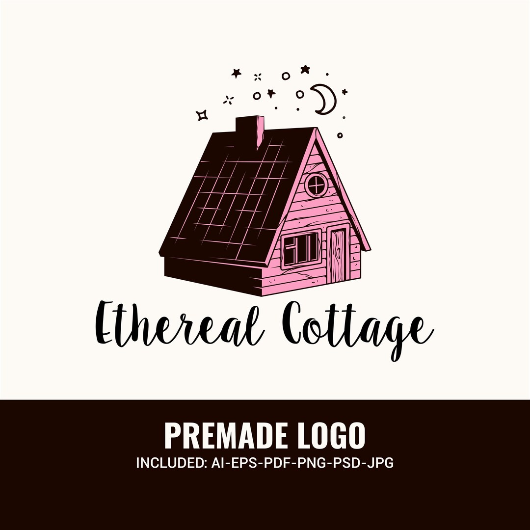 Cottagecore Cabin Logo: Whimsical Pink Cottage Design (digital Download ...