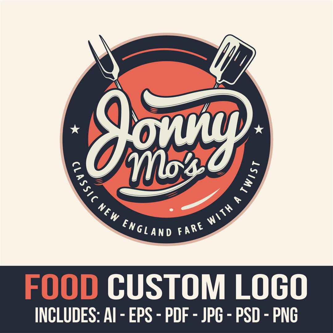 Food Logo for Restaurants, Food Trucks or Catering – Custom Retro ...