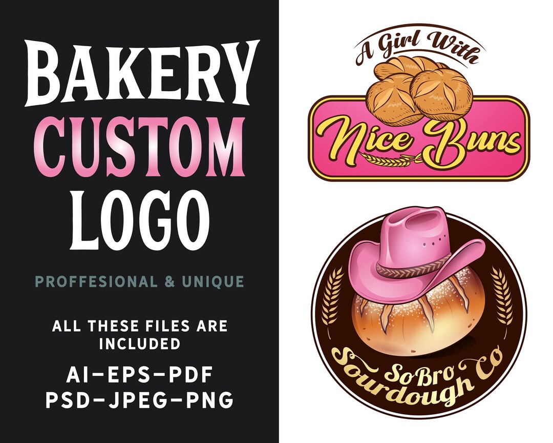 Bakery Custom Logo, Cake Shop Logo, Baker Portrait Logo, Cake ...